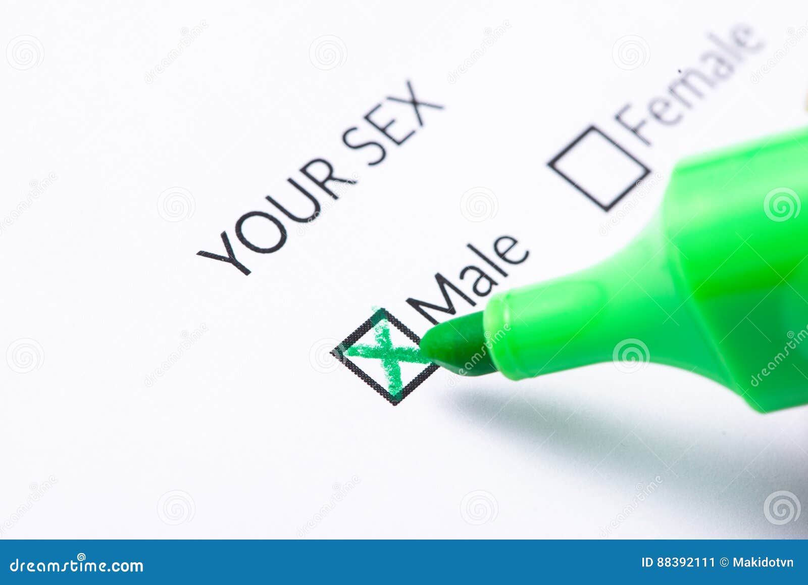 Gender check box on paper. stock image. Image of green - 88392111