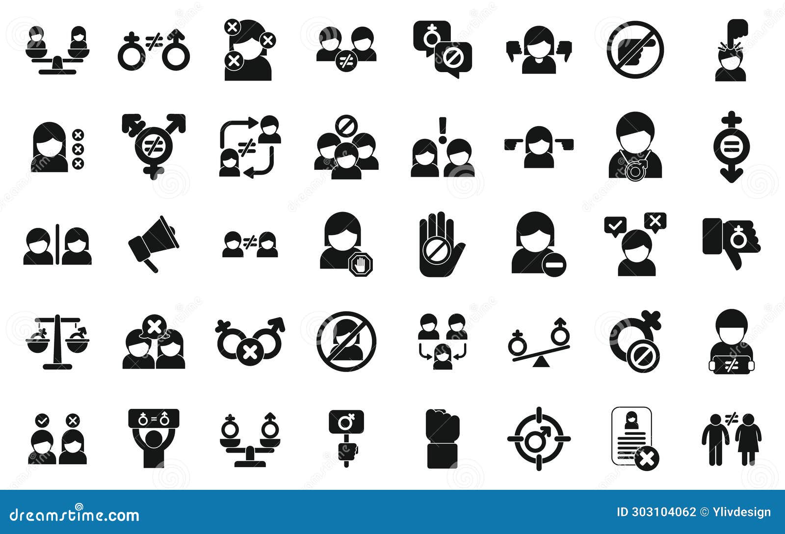 Gender Discrimination Icons Set Simple Vector. Harassment Workplace ...