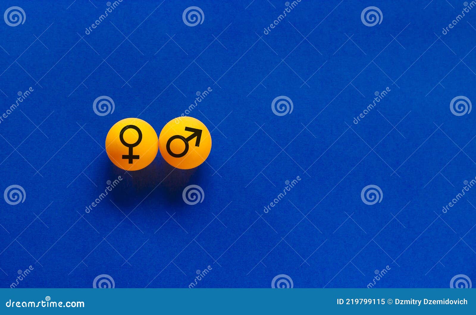 Gender Equality Symbol Orange Table Tennis Balls With Male Equals