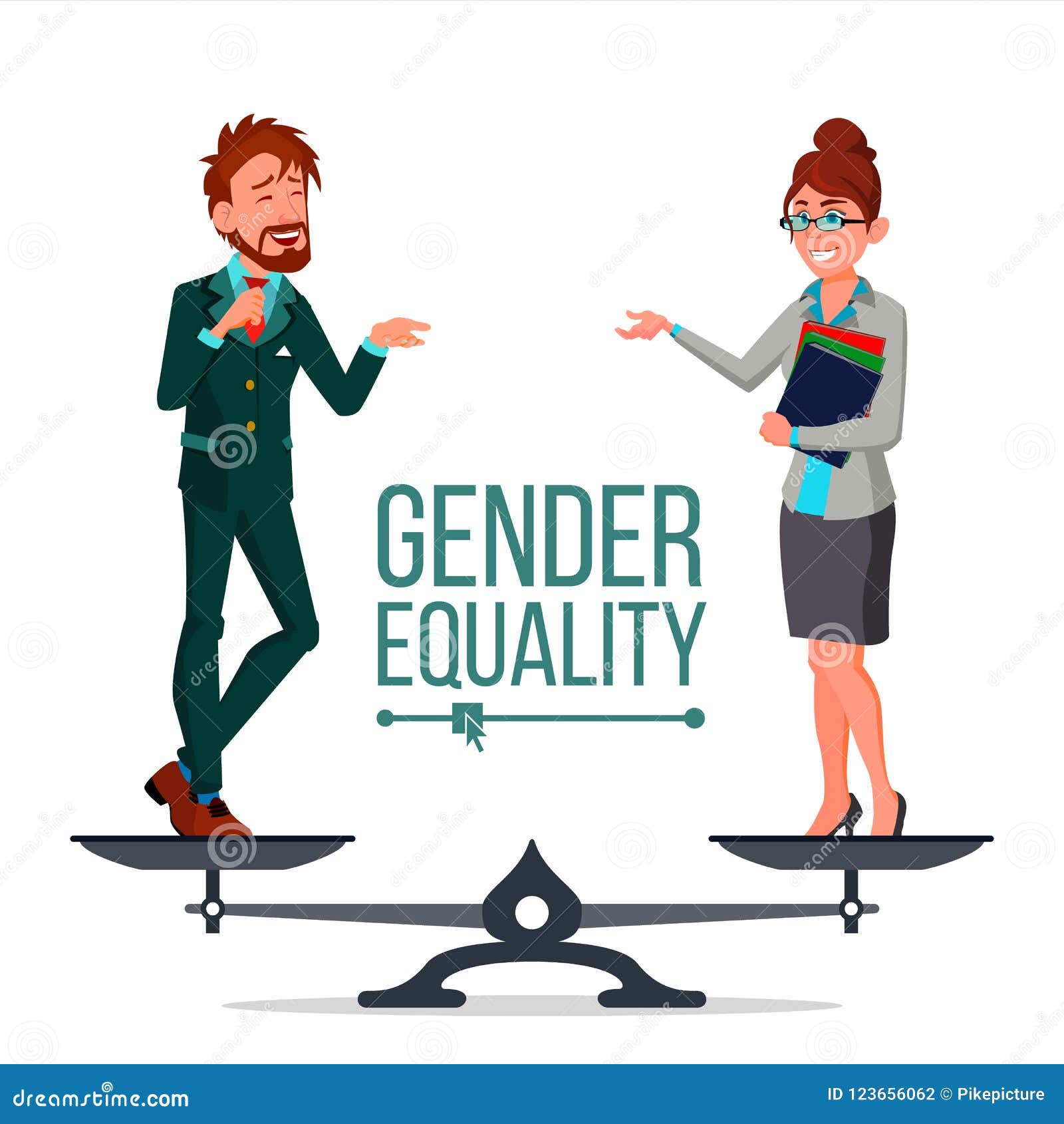 Gender Equality Vector Man And Woman Standing On Scales Equal Rights