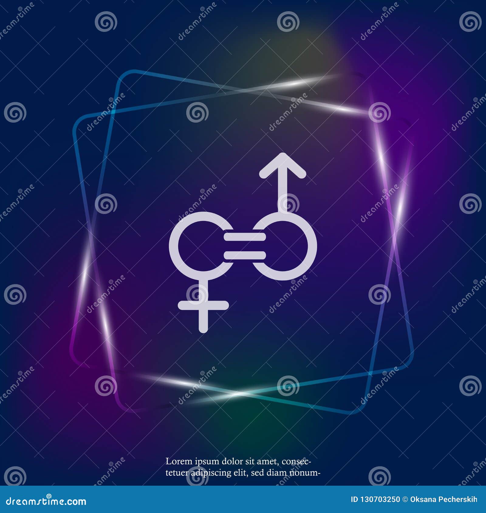 Gender Equality Vector Neon Light Icon Sign Of A Man And Woman Stock