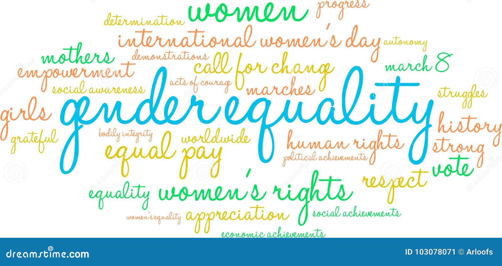 Gender Equality Word Cloud stock illustration. Illustration of marches ...