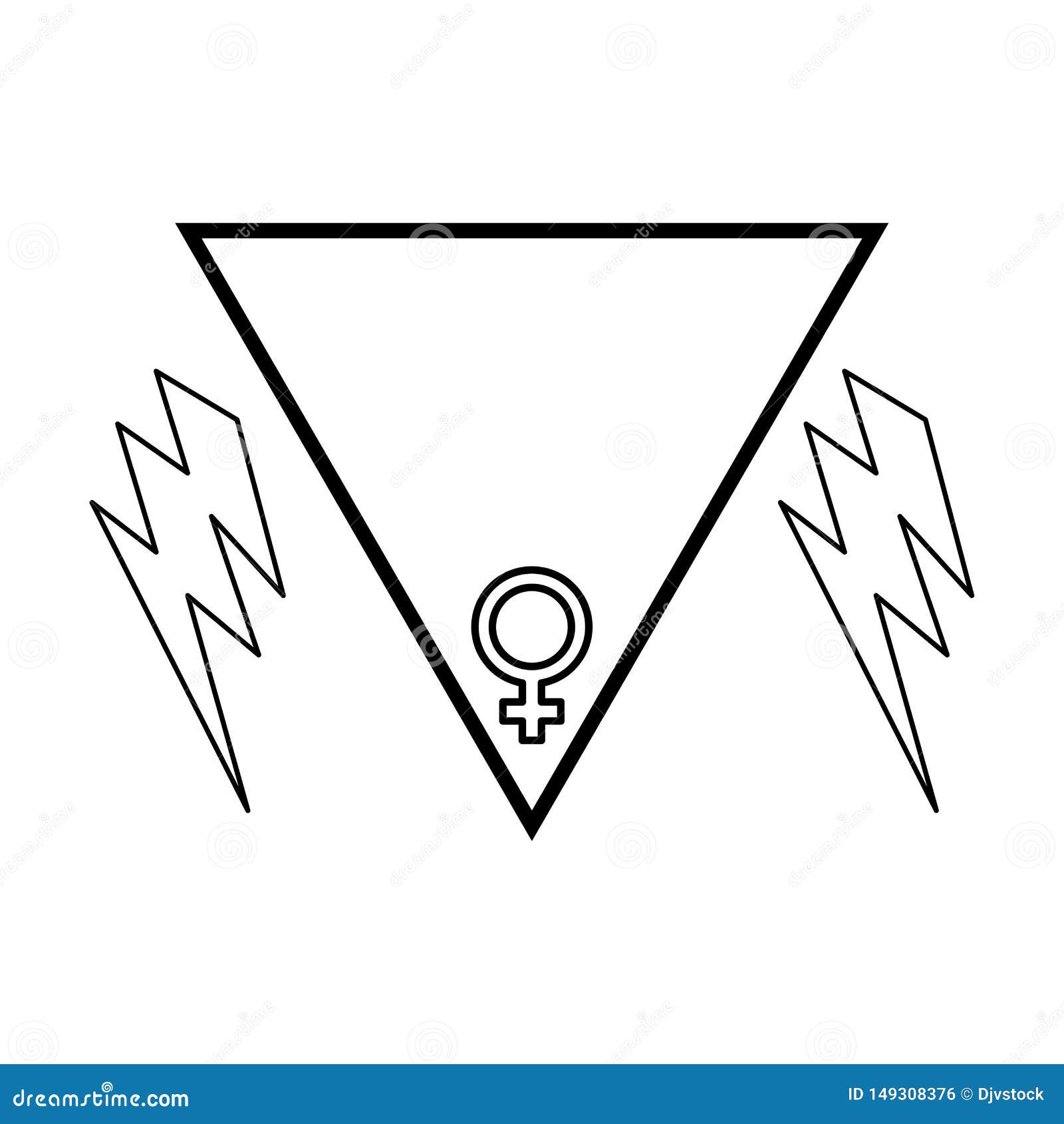 Gender Female Symbol in Triangle with Thunderbolts Ilustração Stock ...