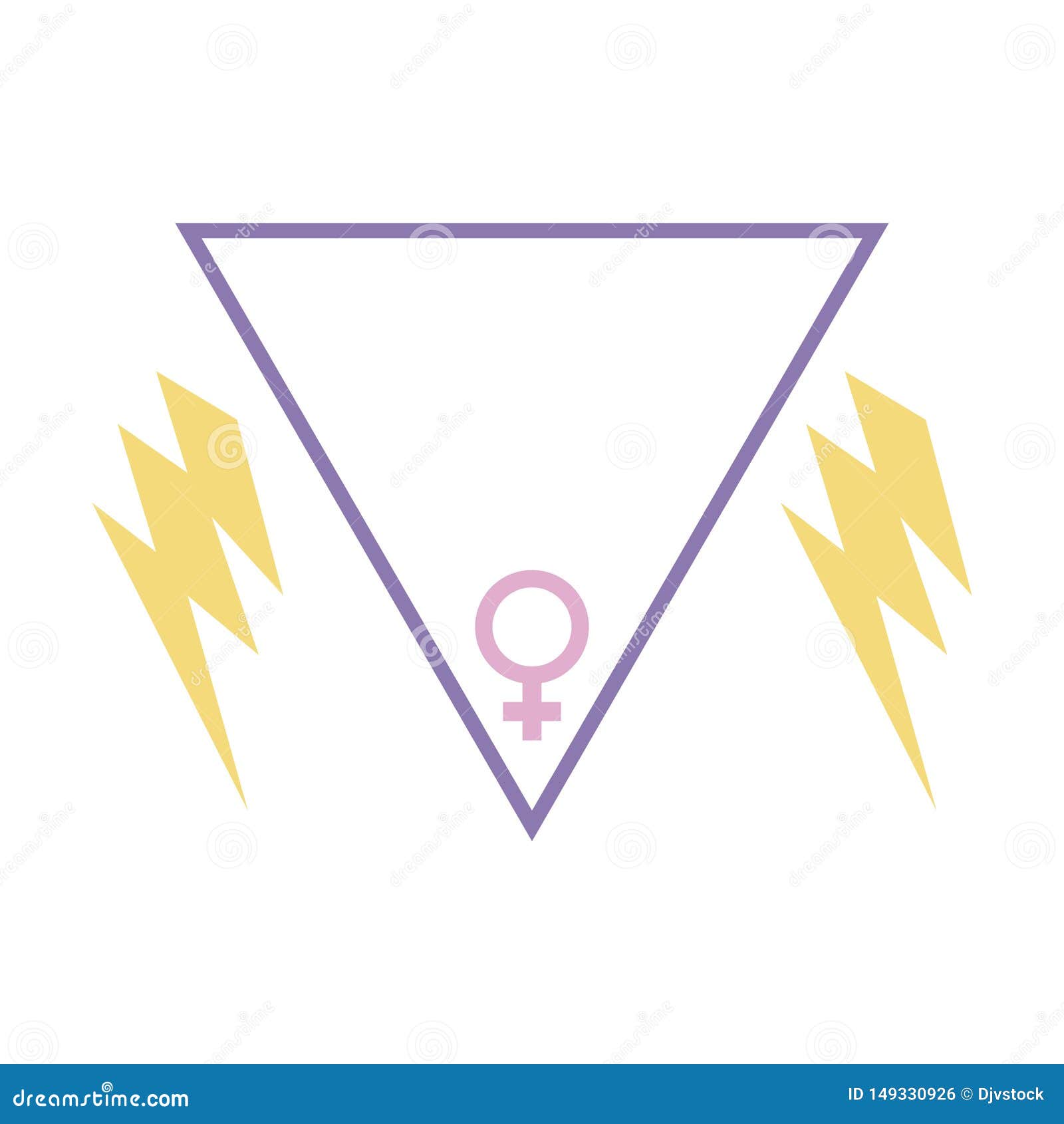Gender Female Symbol in Triangle with Thunderbolts Ilustração Stock ...
