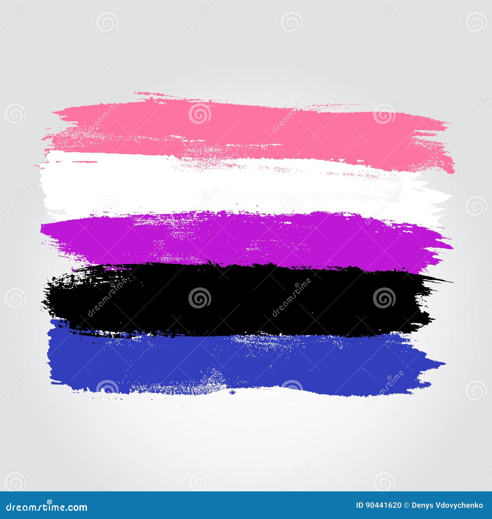 Gender Fluidity Pride Flag In A Form Of Brush Stroke Stock Vector