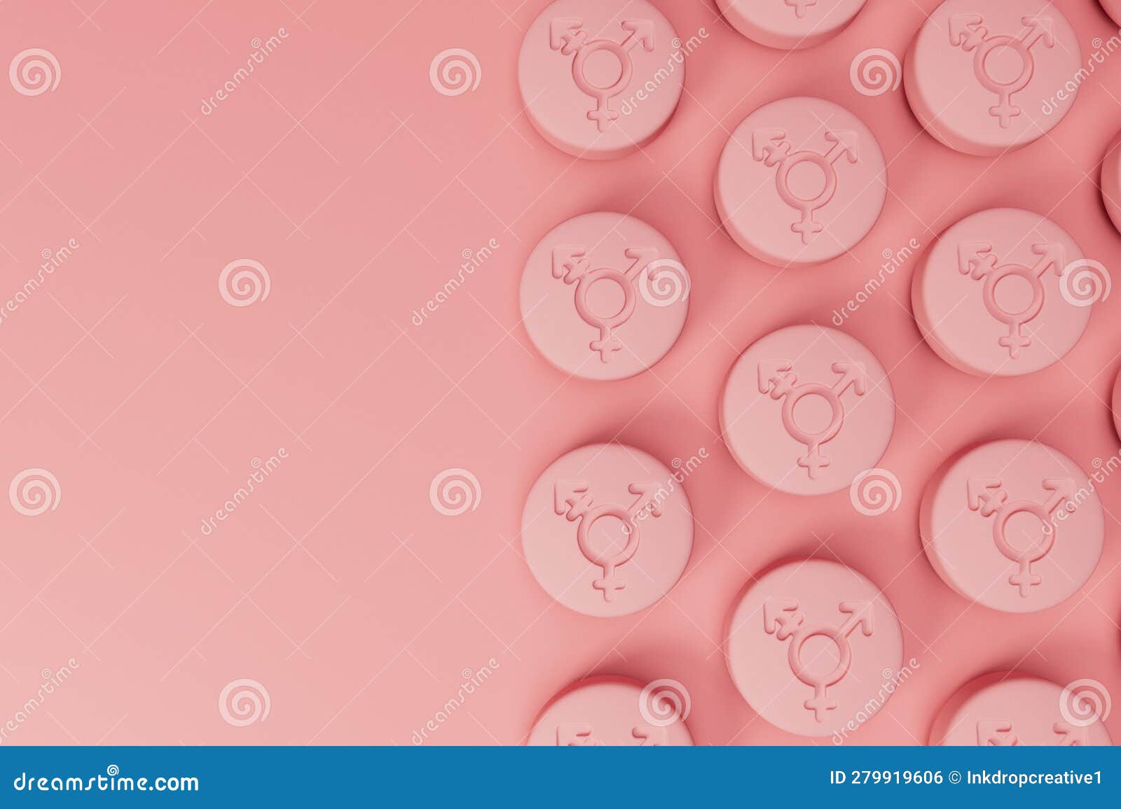 Gender Hormone Pill with a Transgender Symbol. 3D Rendering Stock ...