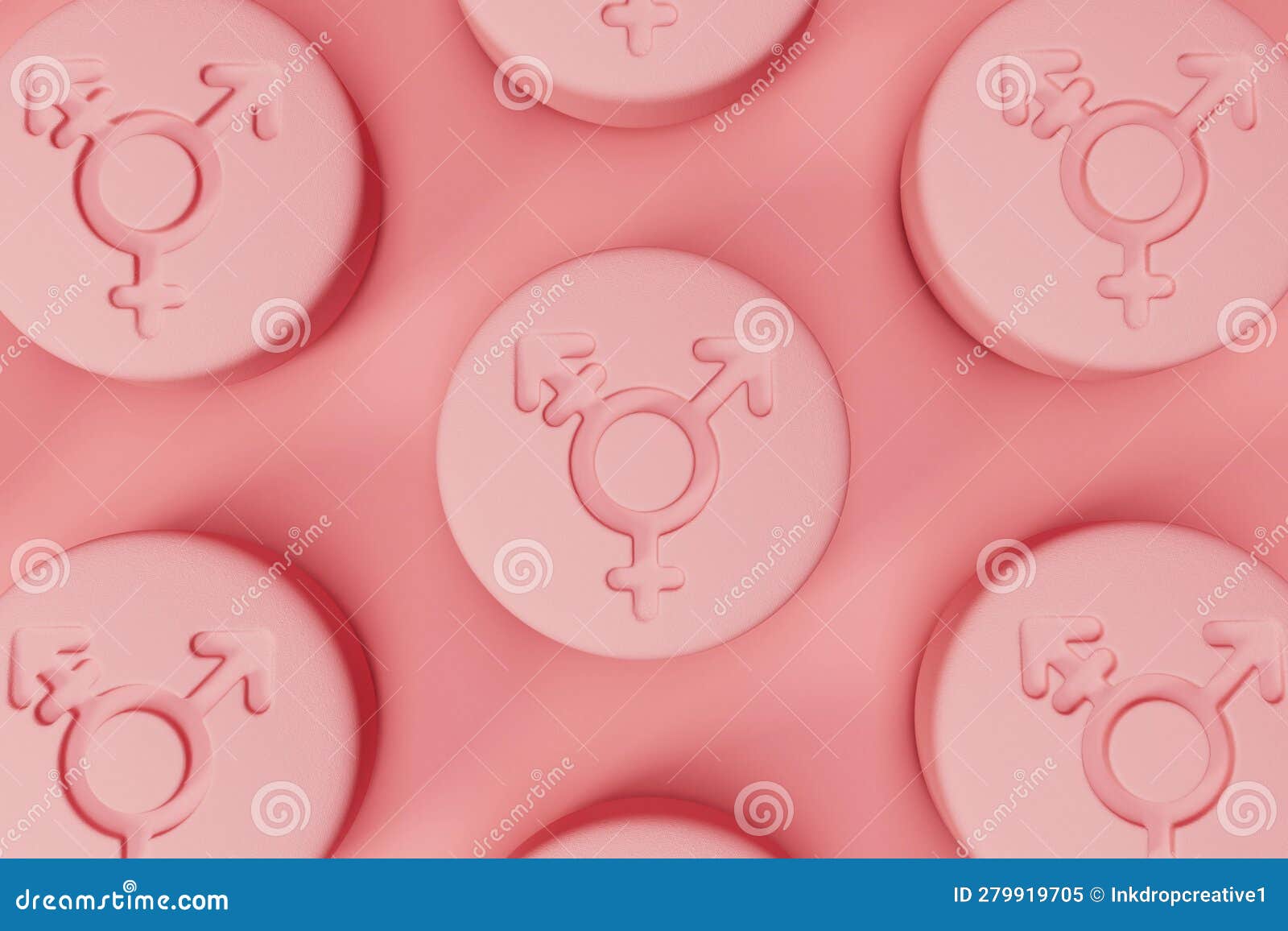 Gender Hormone Pill with a Transgender Symbol. 3D Rendering Stock ...