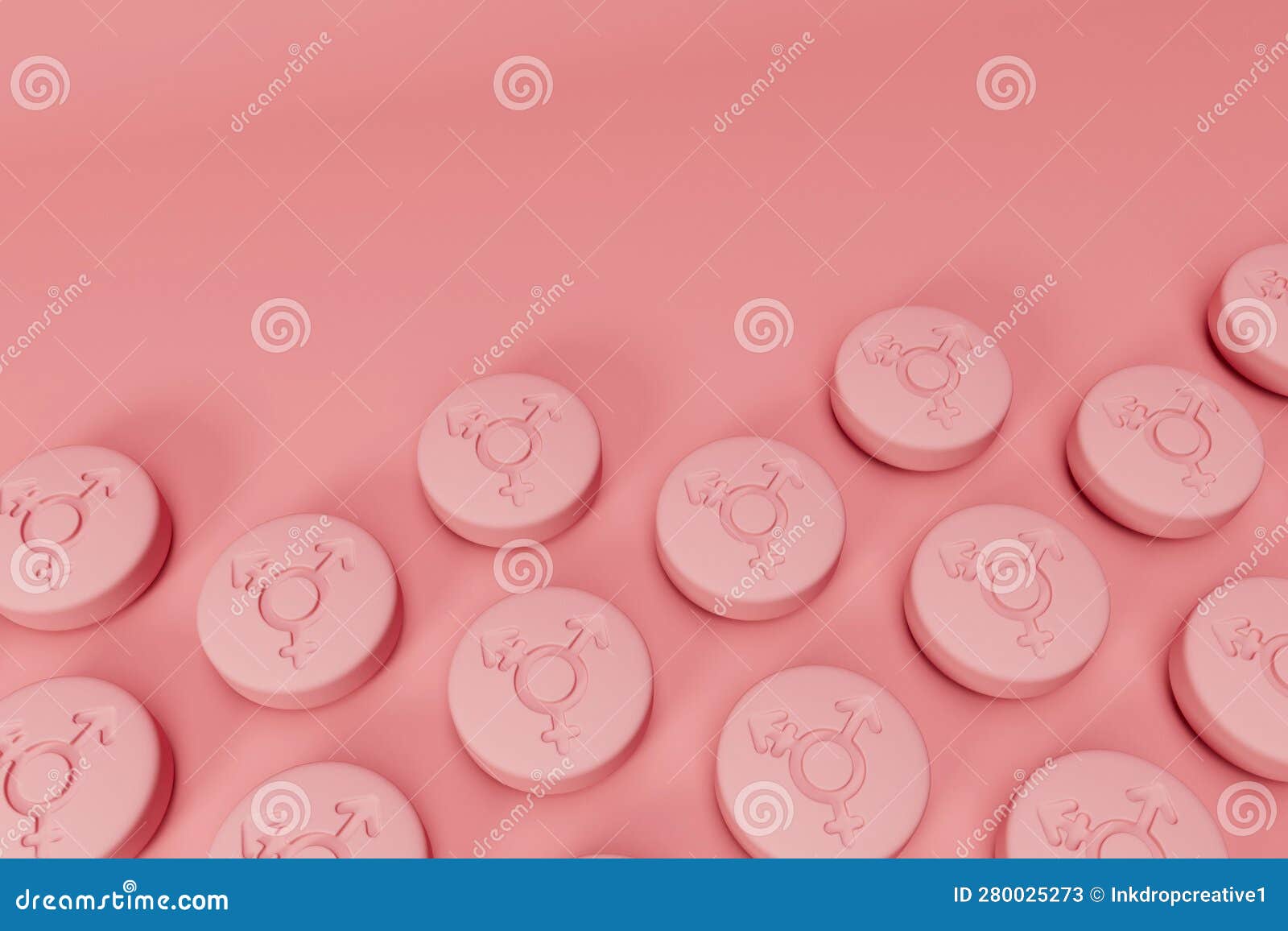 Gender Hormone Pill with a Transgender Symbol. 3D Rendering Stock Image ...
