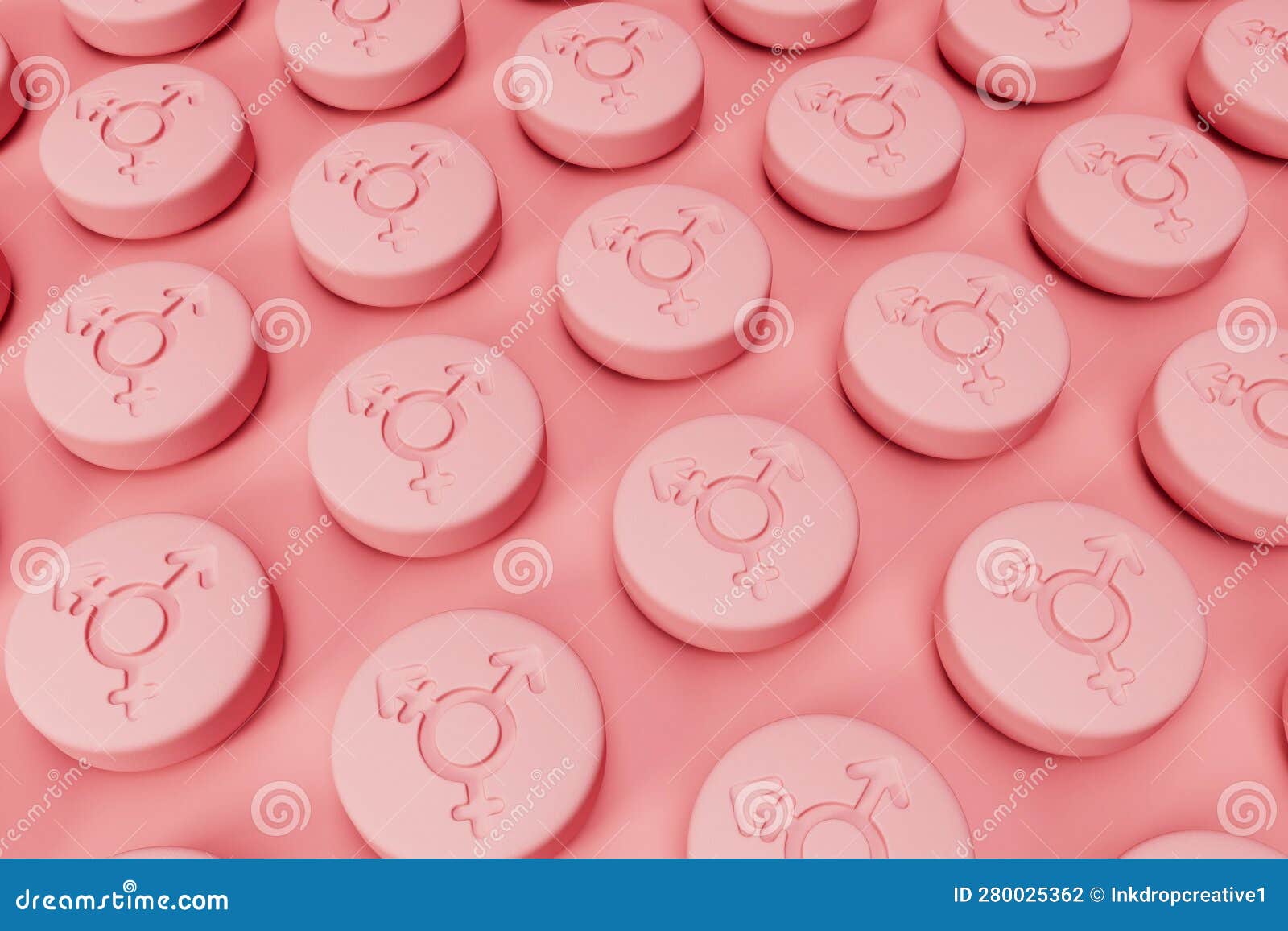 Gender Hormone Pill with a Transgender Symbol. 3D Rendering Stock Photo ...