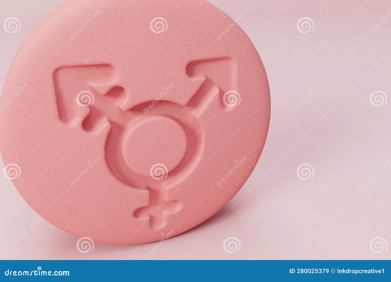 Gender Hormone Pill with a Transgender Symbol. 3D Rendering Stock Image ...