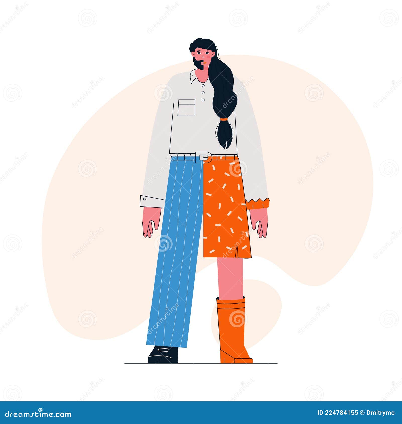 Gender Identity Concept Human With Half Man And Woman Body Stock