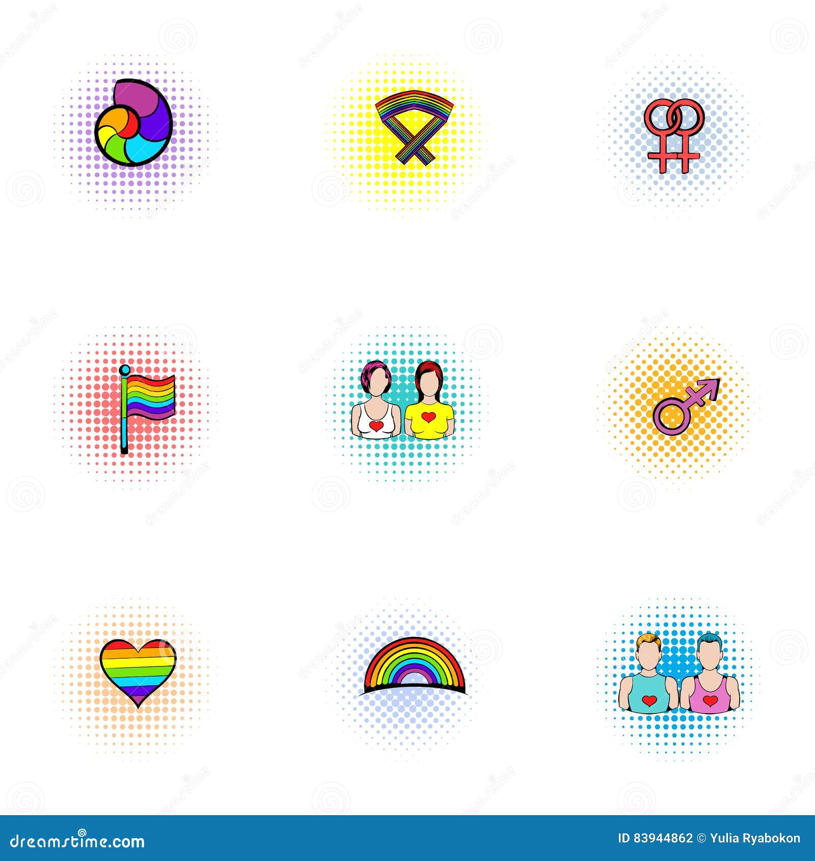 Gender Minorities Icons Set, Pop-art Style Stock Vector - Illustration ...