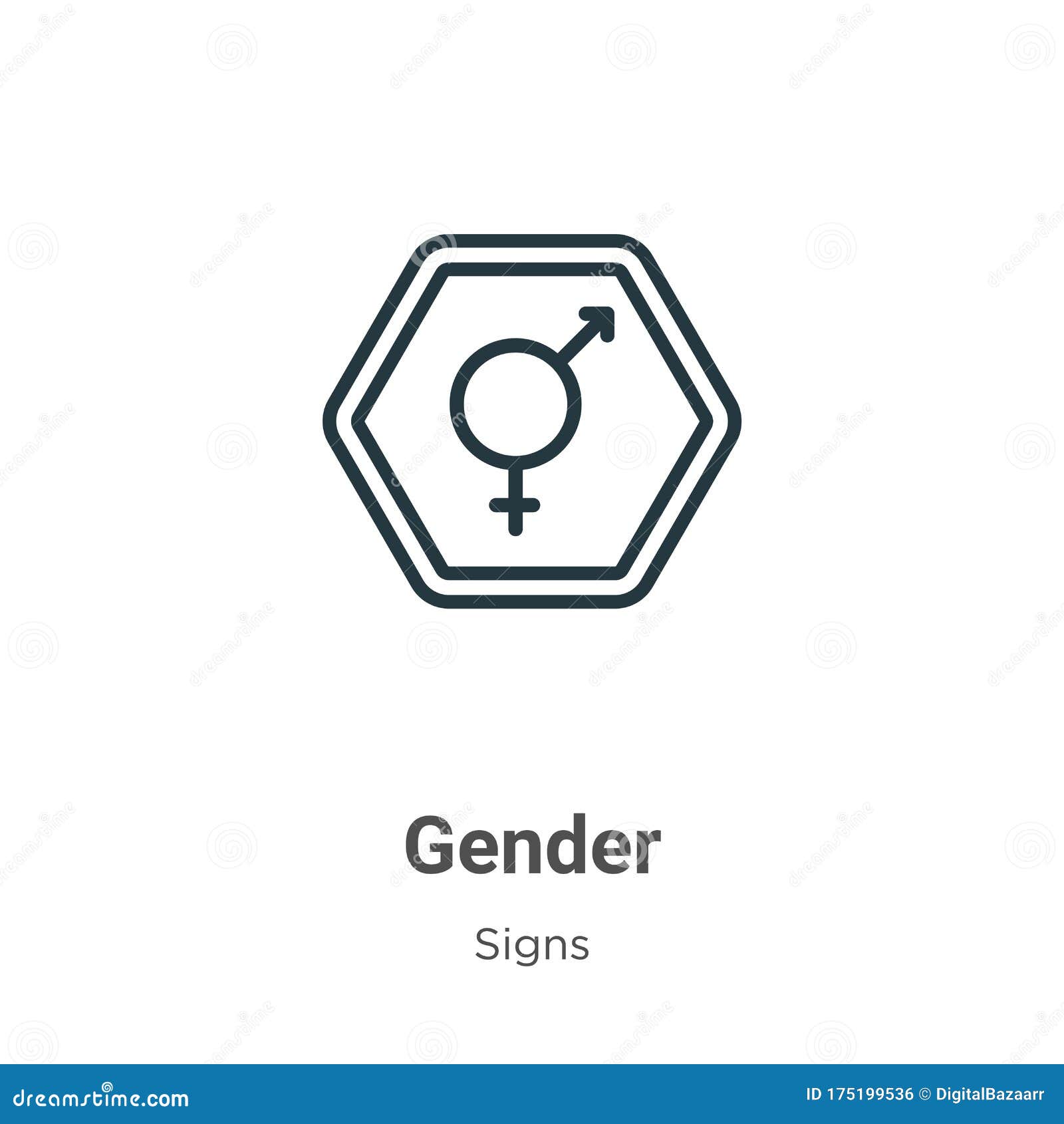 Gender Outline Vector Icon. Thin Line Black Gender Icon, Flat Vector ...