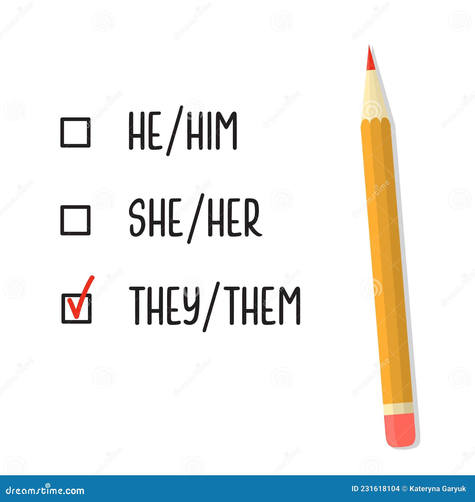 Gender Pronouns Check Boxes Stock Vector - Illustration of pride, male ...