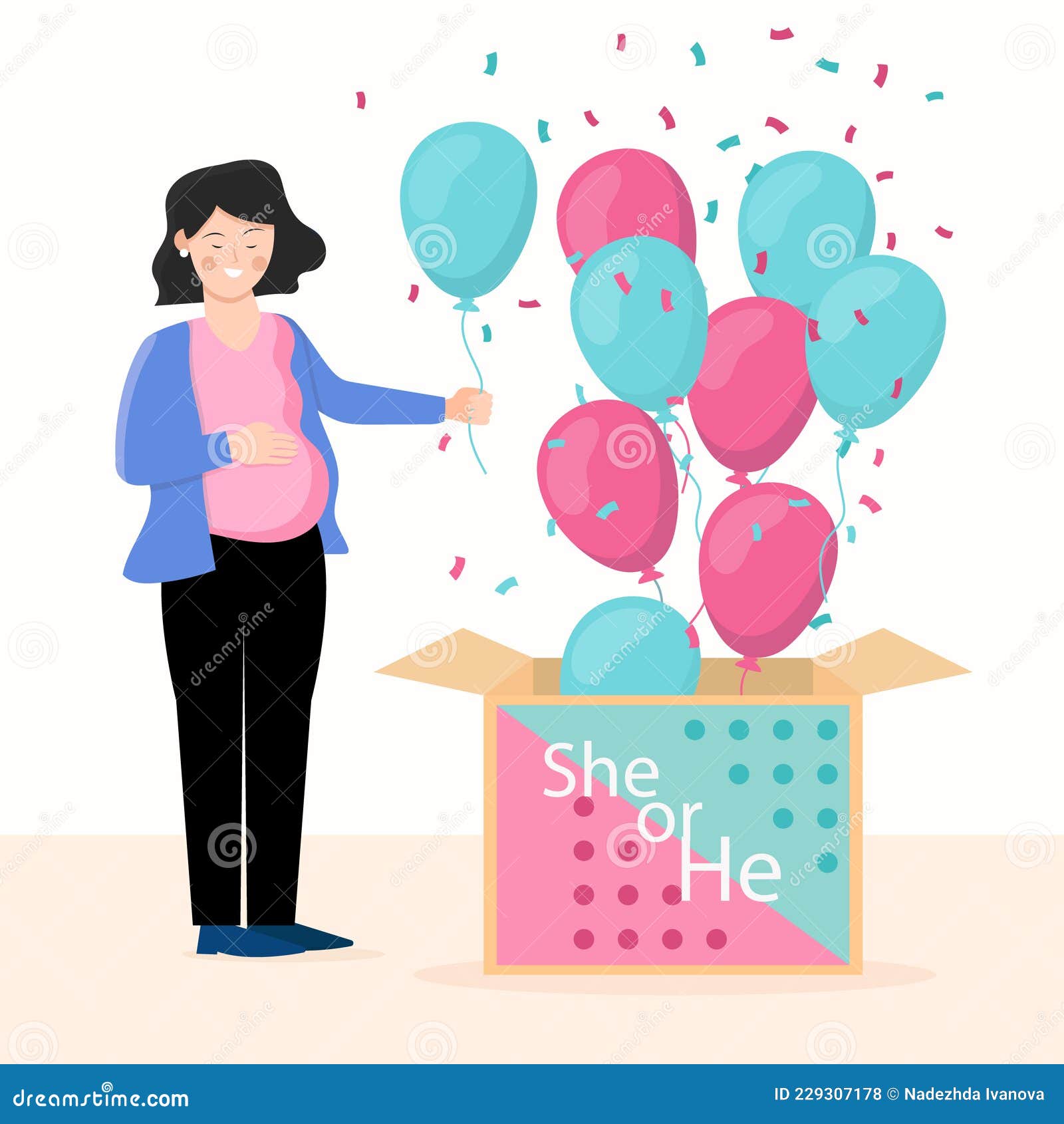 Gender Reveal Concept Illustrated in Flat Design Vector Illustration ...
