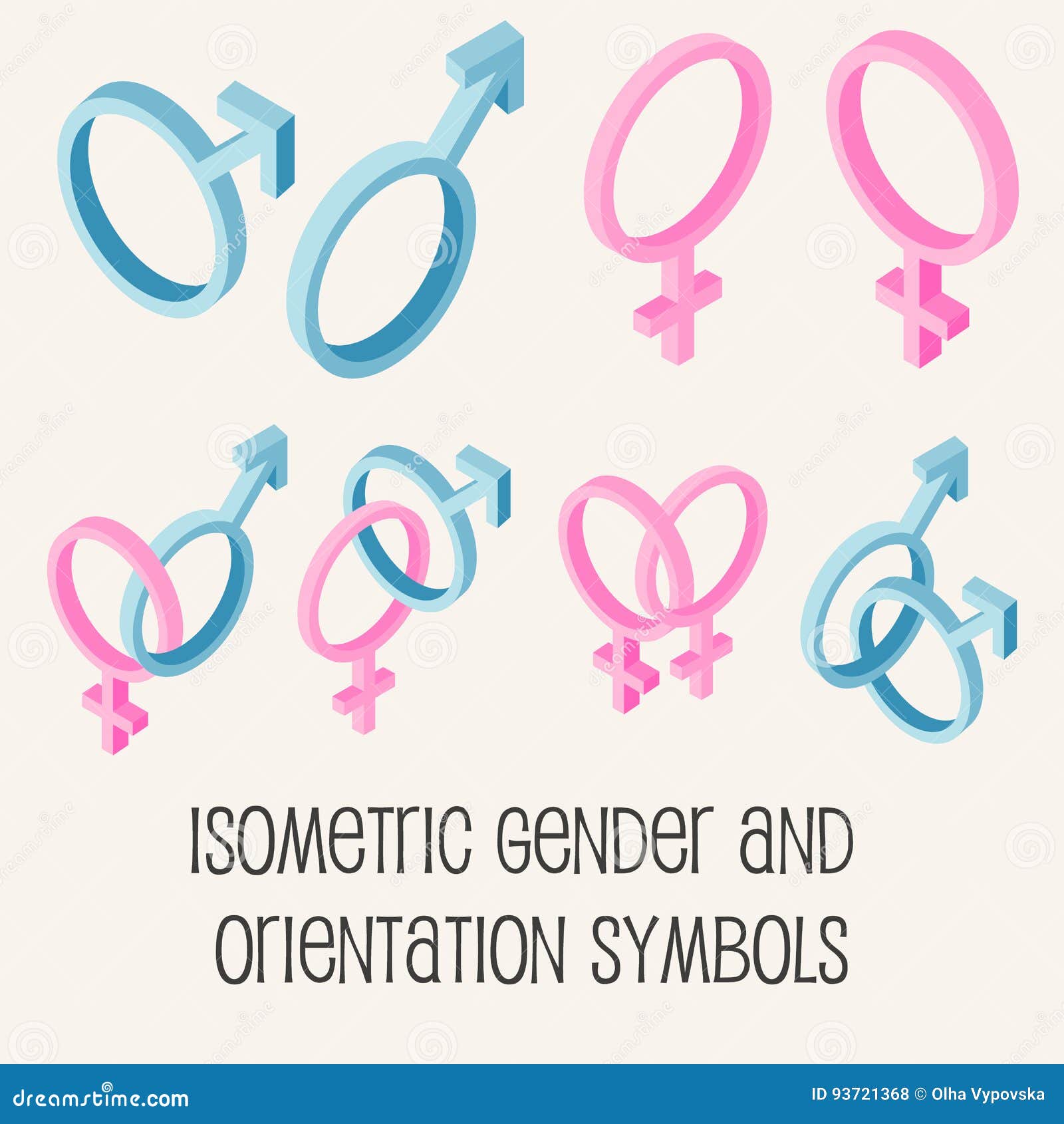 Gender And Sexual Orientation Isometric Icons Set Stock Vector