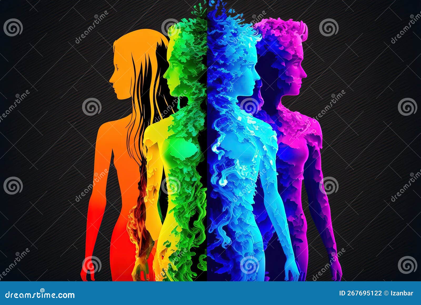 Gender Spectrum Abstract Concept of Human Diversity Using Different ...