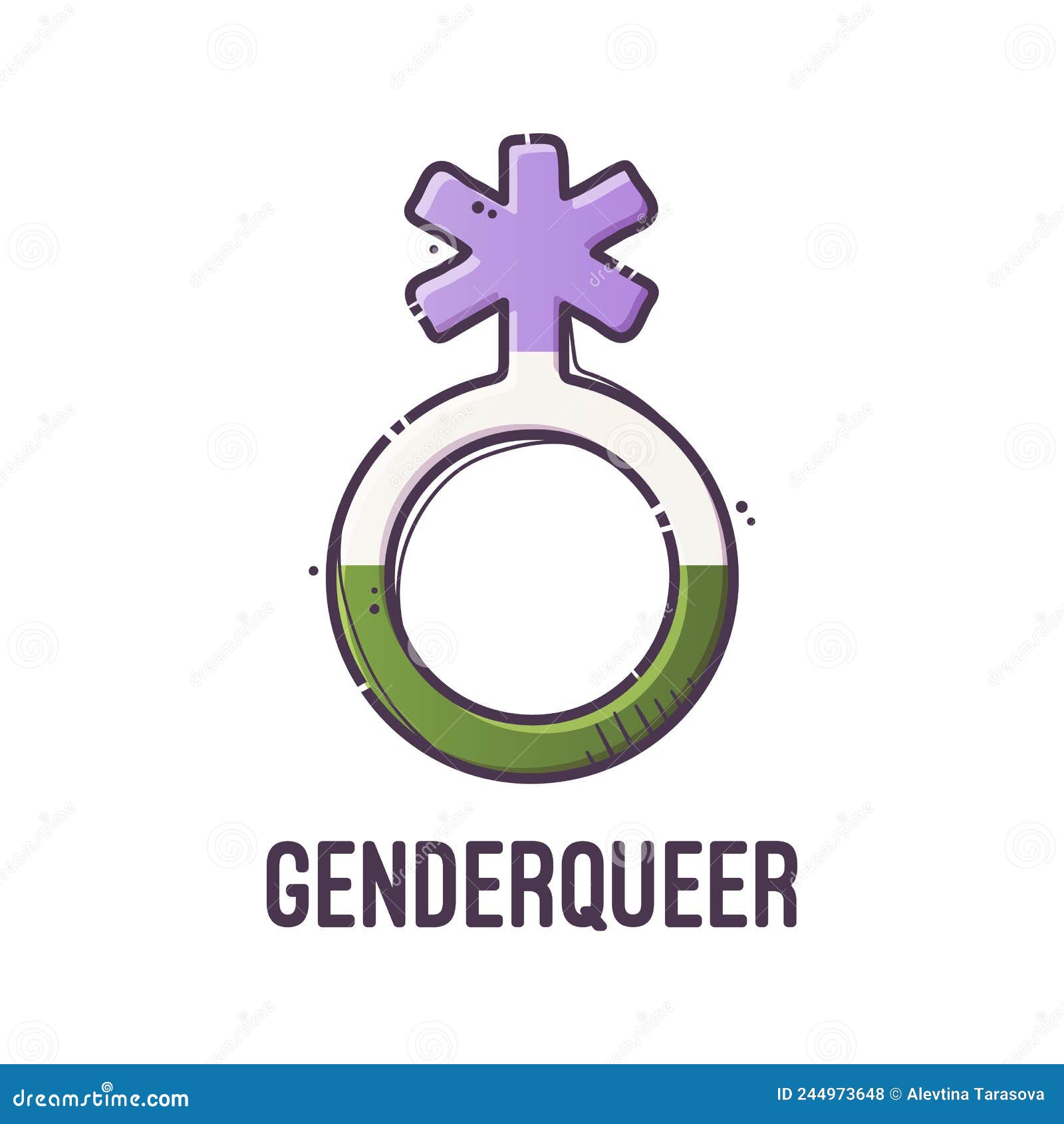 Genderqueer Gender Symbol Part Of Lgbt Community Vector Illustration