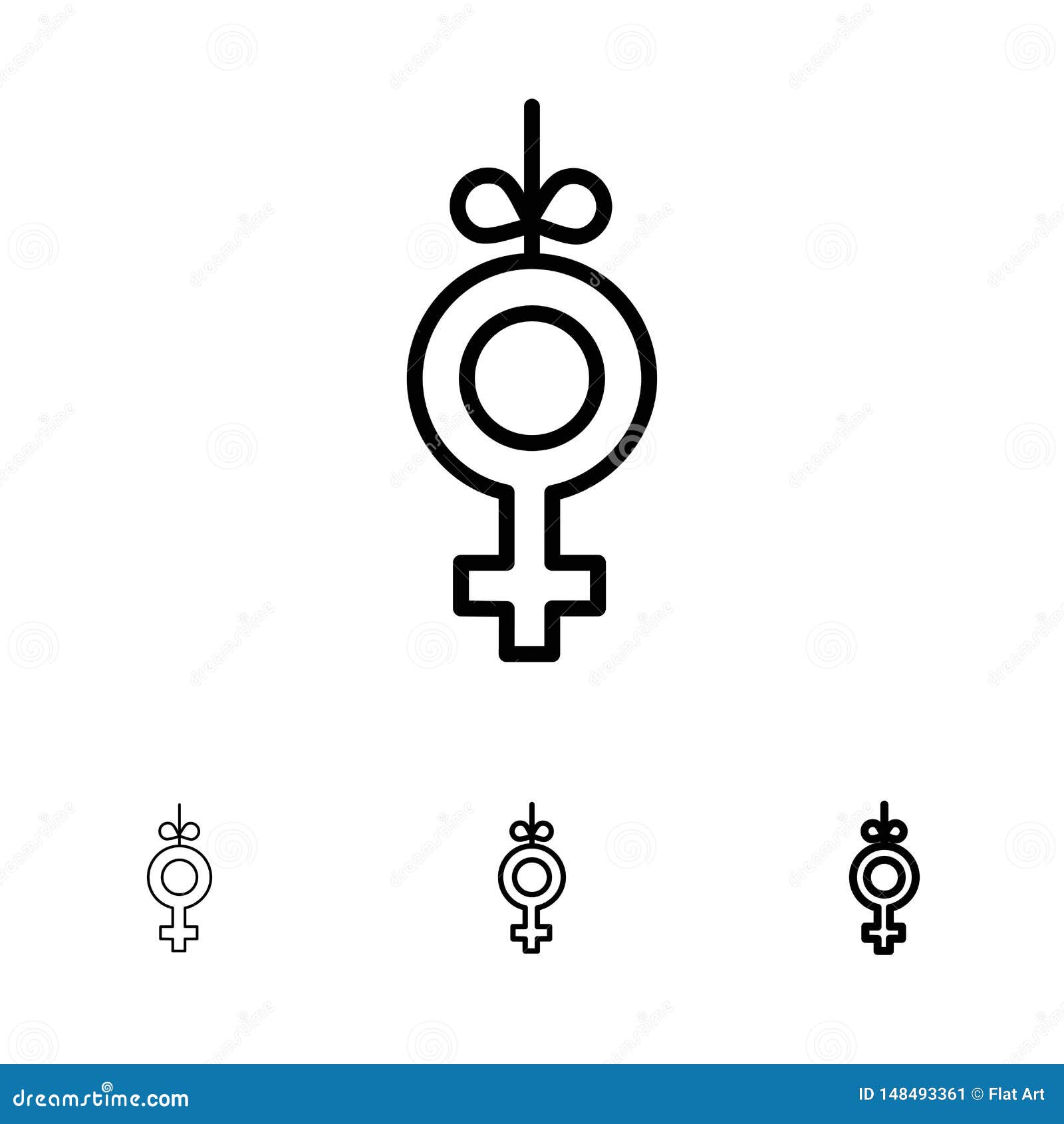 Gender, Symbol, Ribbon Bold and Thin Black Line Icon Set Stock Vector ...
