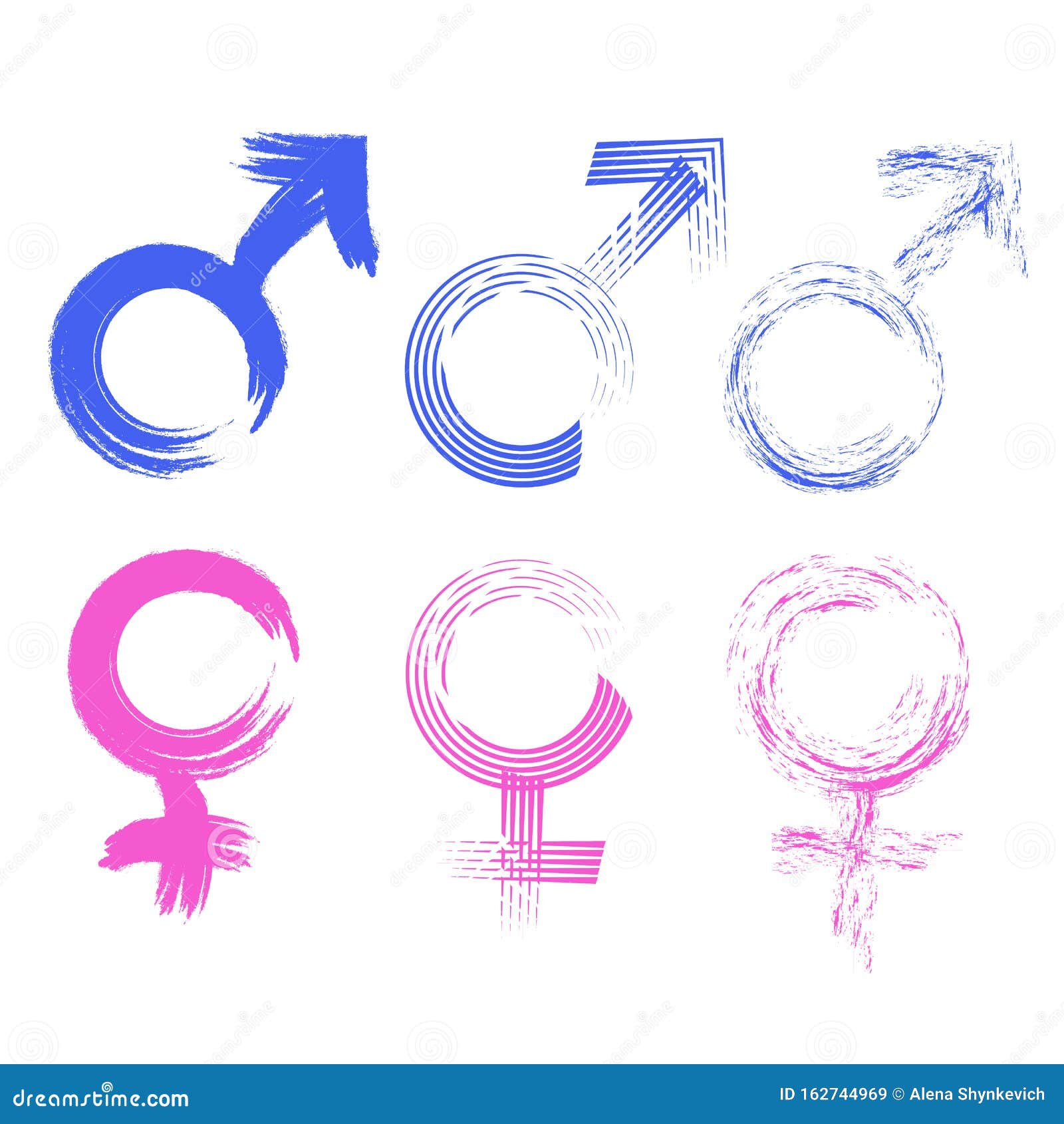 Gender Symbols Drawn with a Brush Stock Vector - Illustration of ...