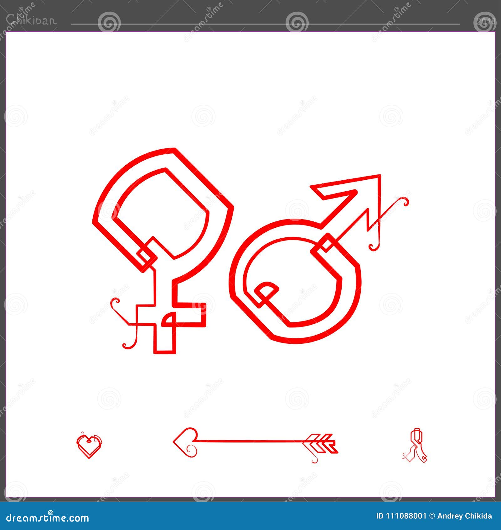 Male And Female Sex Icons Are Created By A Straight Line Continuous
