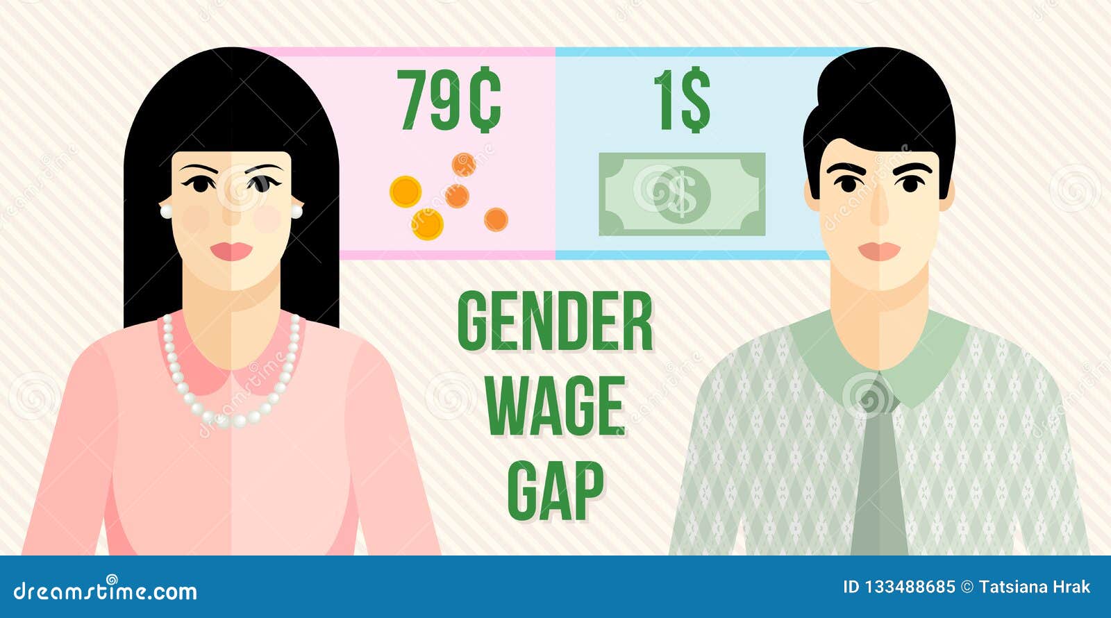 Gender Wage Gap Vector Illustration Stock Vector Illustration Of