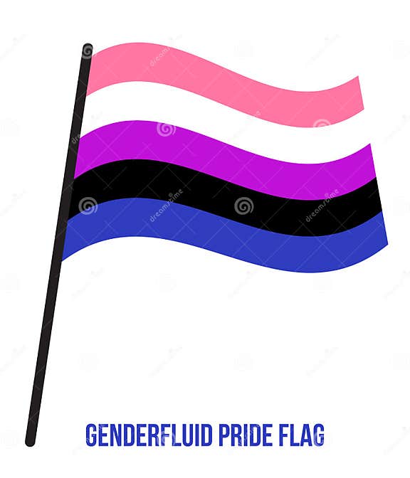 Genderfluid Pride Flag Waving Vector Illustration Designed With Correct