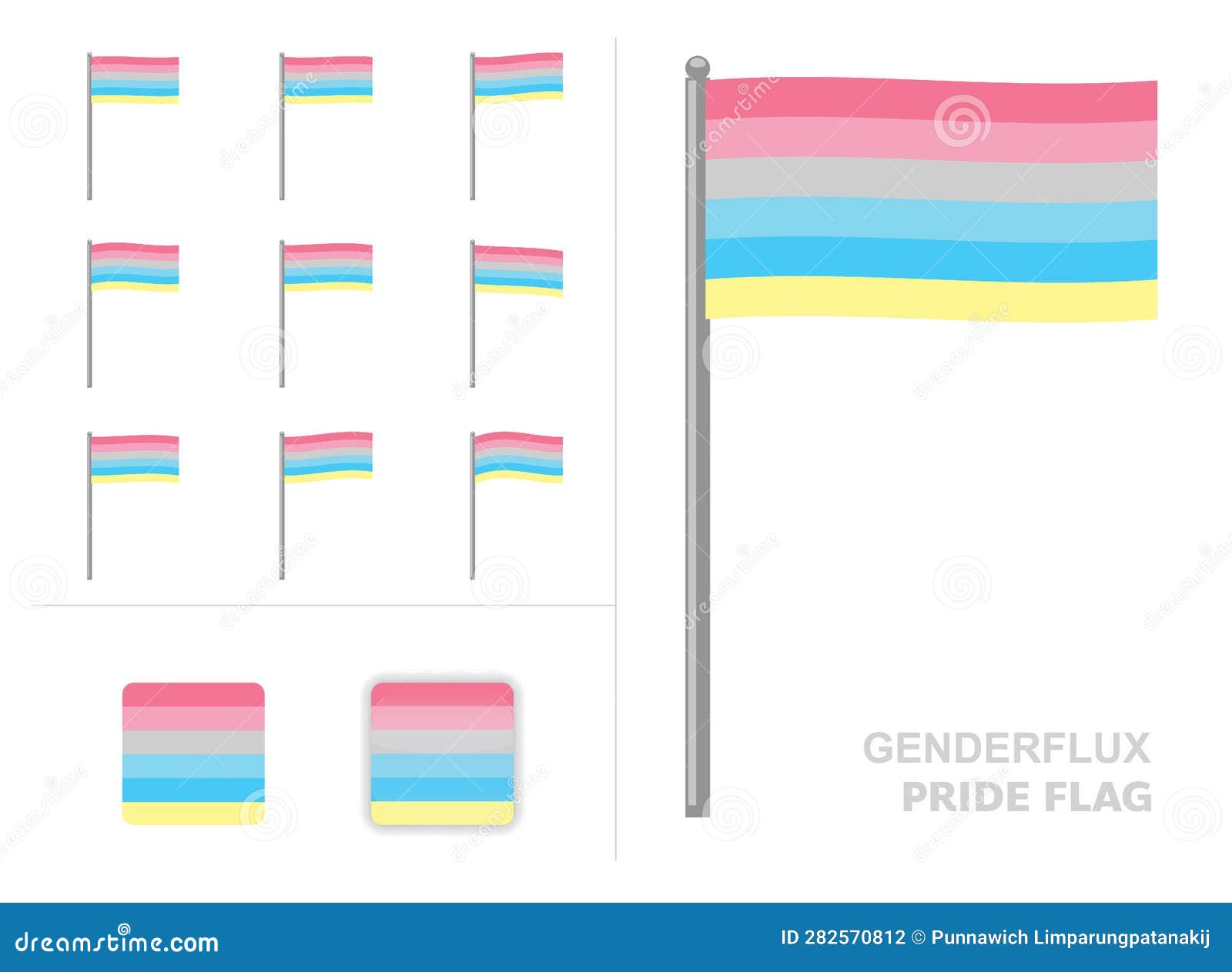 Genderflux Pride Flag Waving Animation App Icon Vector Stock Vector