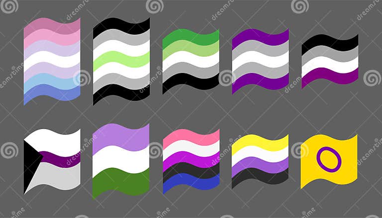 Genderqueer And Intersex Flags Vector Set Illustration Stock Vector
