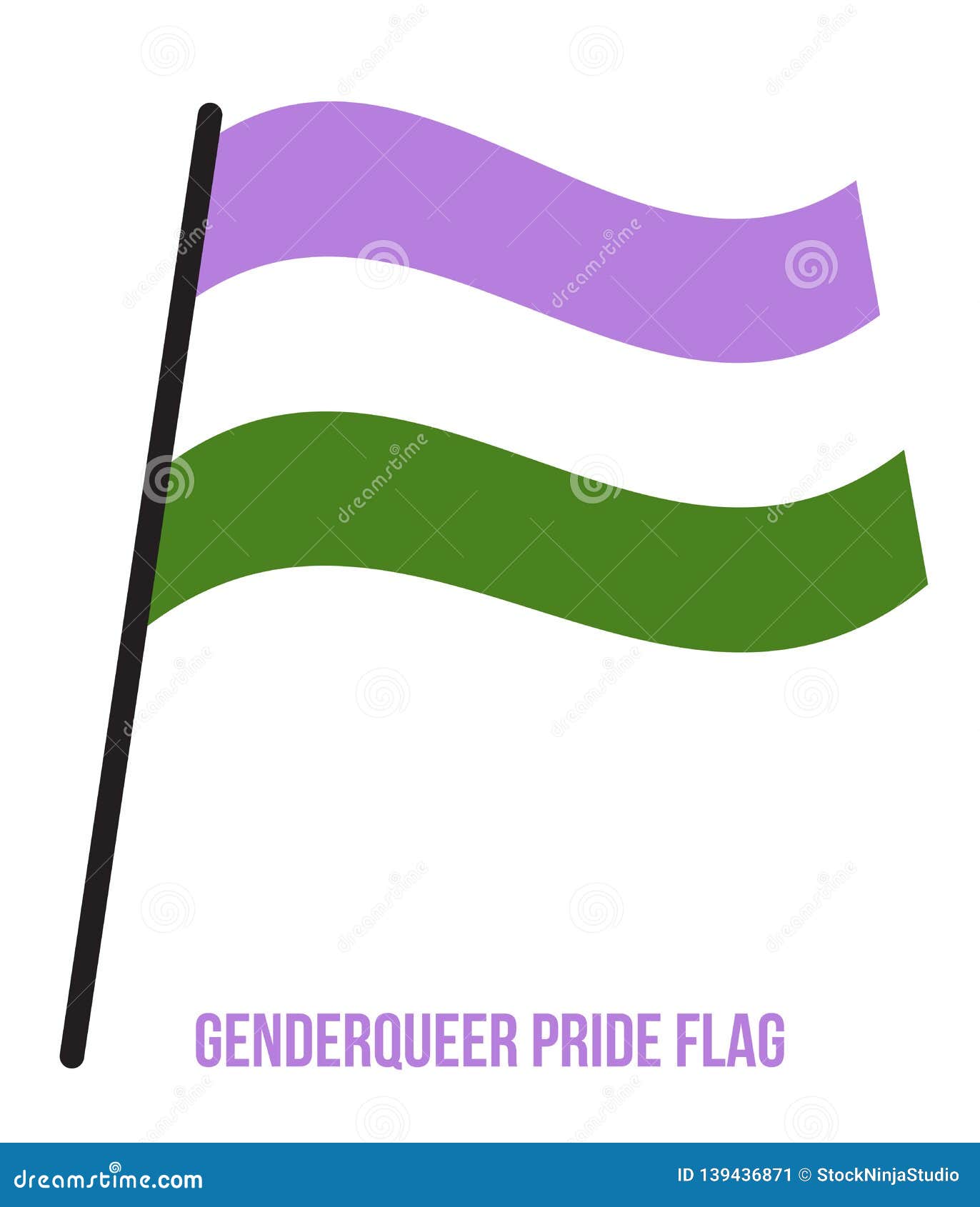 Genderqueer Pride Flag Waving Vector Illustration Designed With Correct