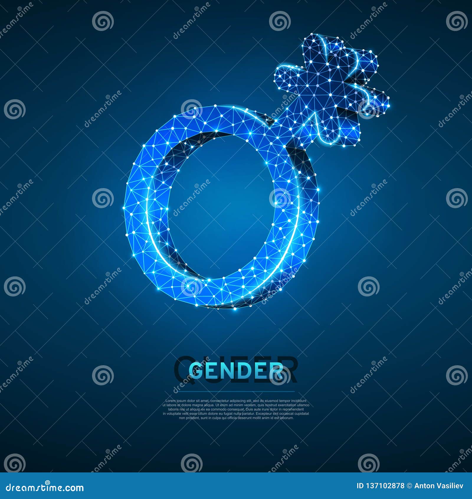 Genderqueer Symbols Wireframe Digital 3d Illustration Low Poly