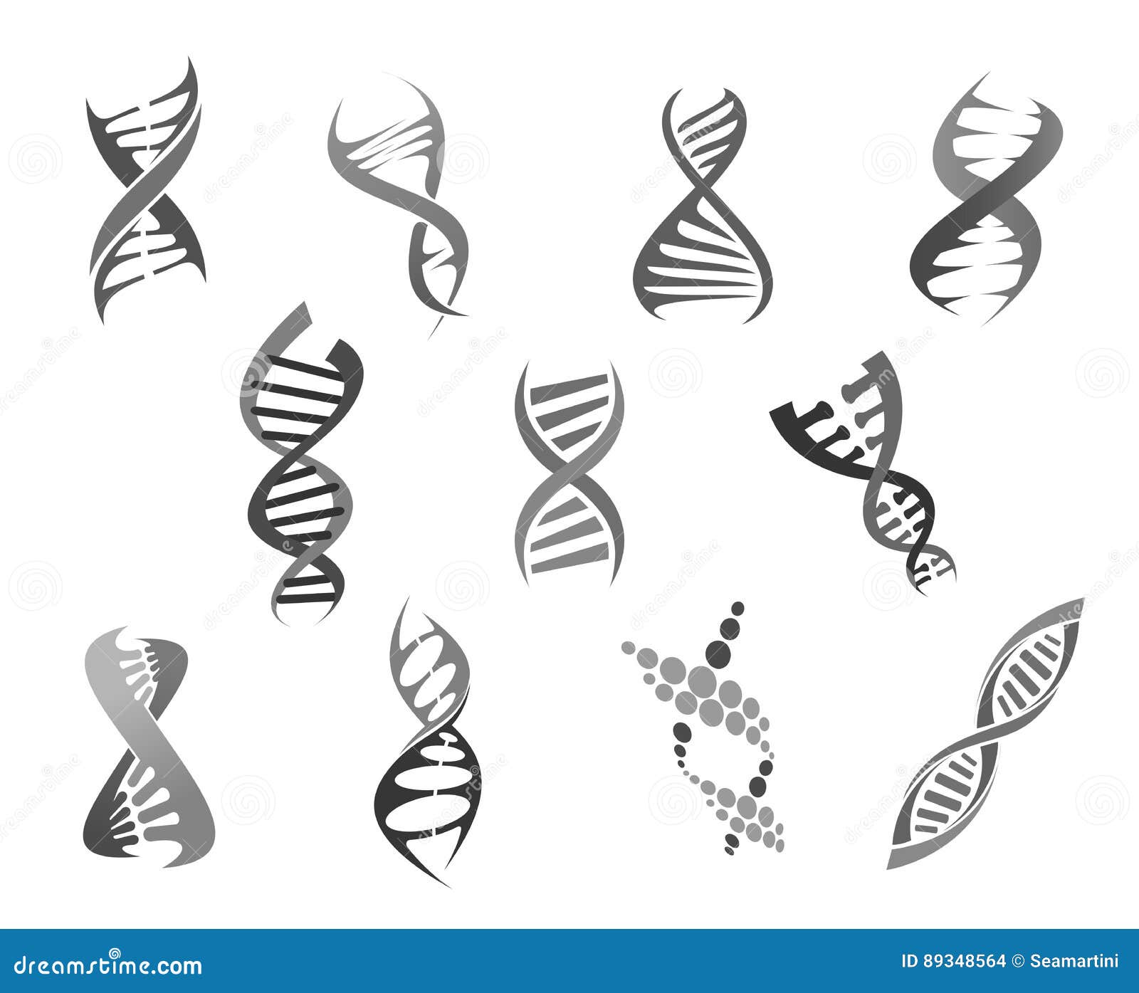 Gene DNA Helix Vector Isolated Icons Set Stock Vector - Illustration of ...