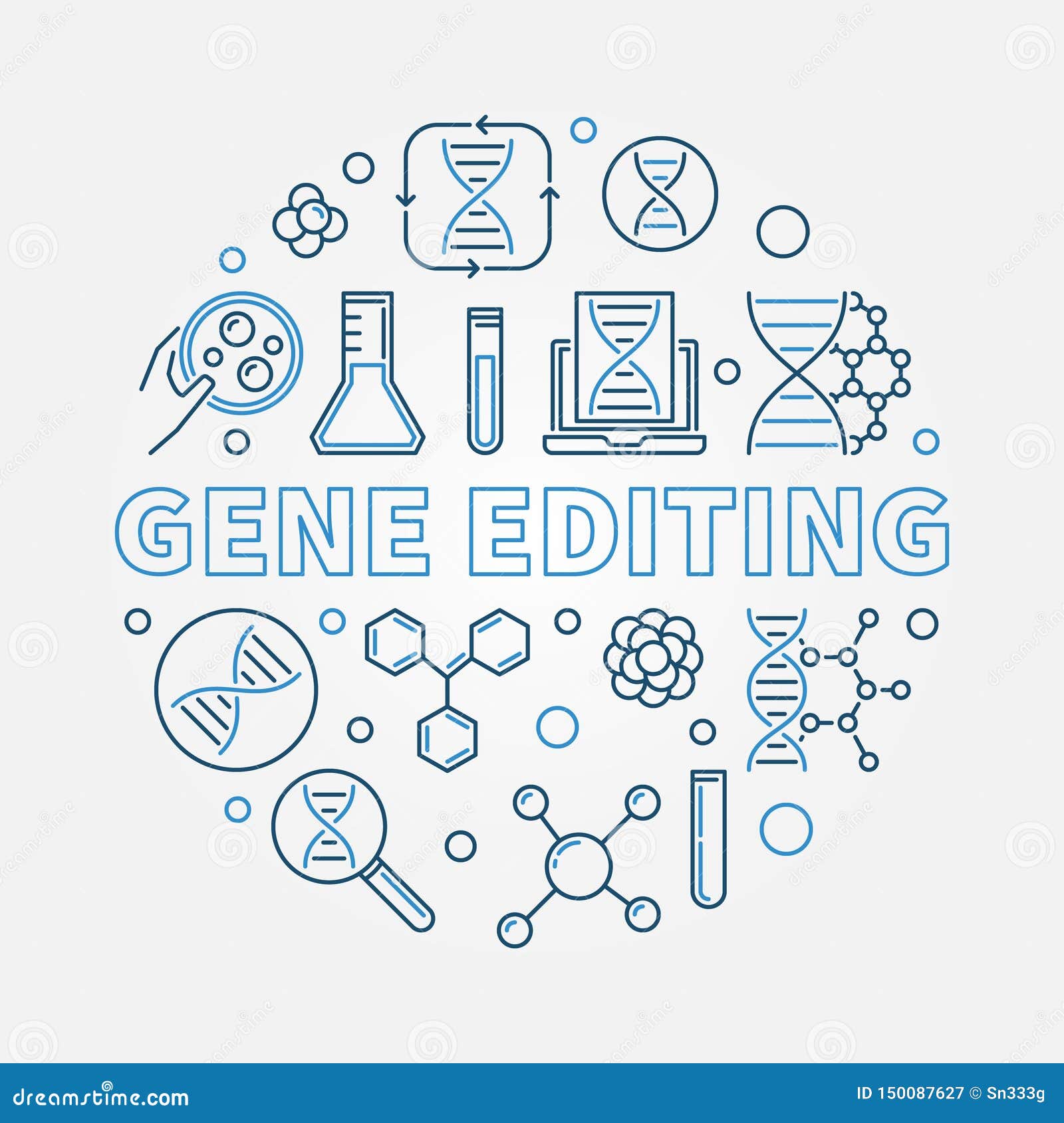 Gene Editing Vector Round Illustration in Linear Style Stock Vector ...