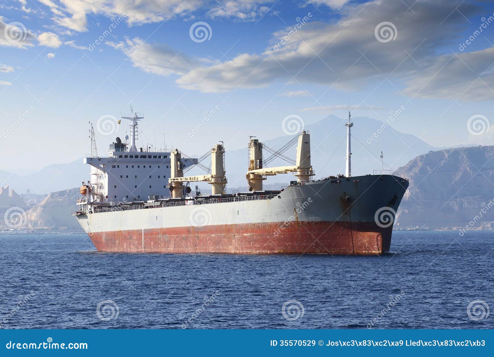 General Cargo Ship At Grain Terminal Before Loading Operations Royalty ...