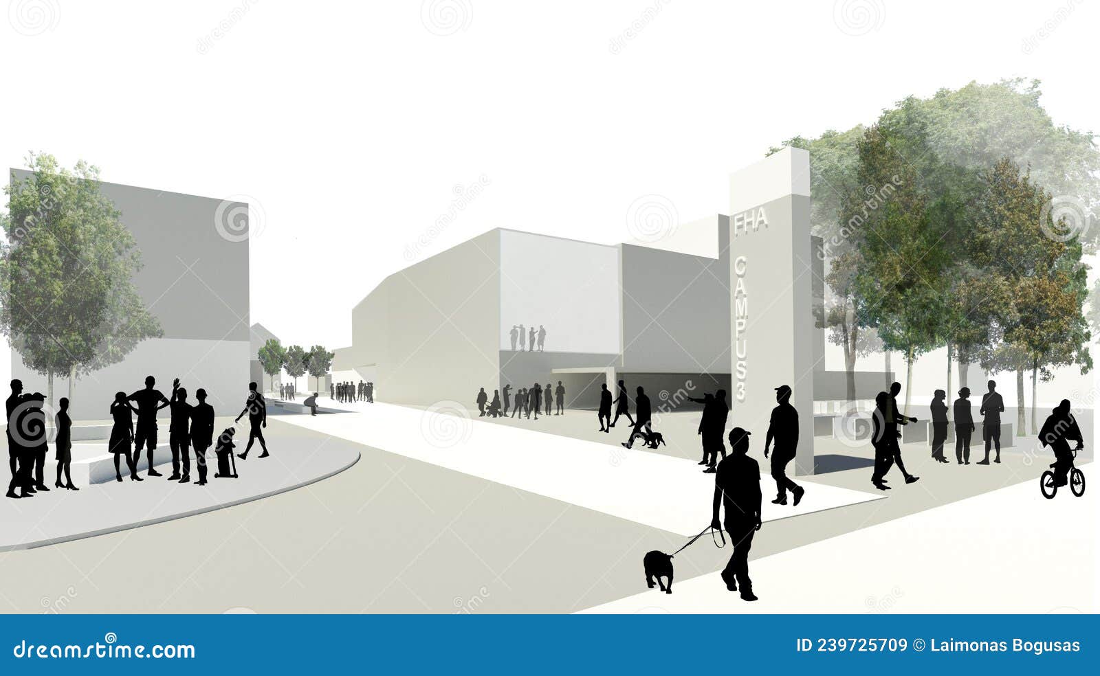 3D Model of Building Complex Stock Illustration - Illustration of ...