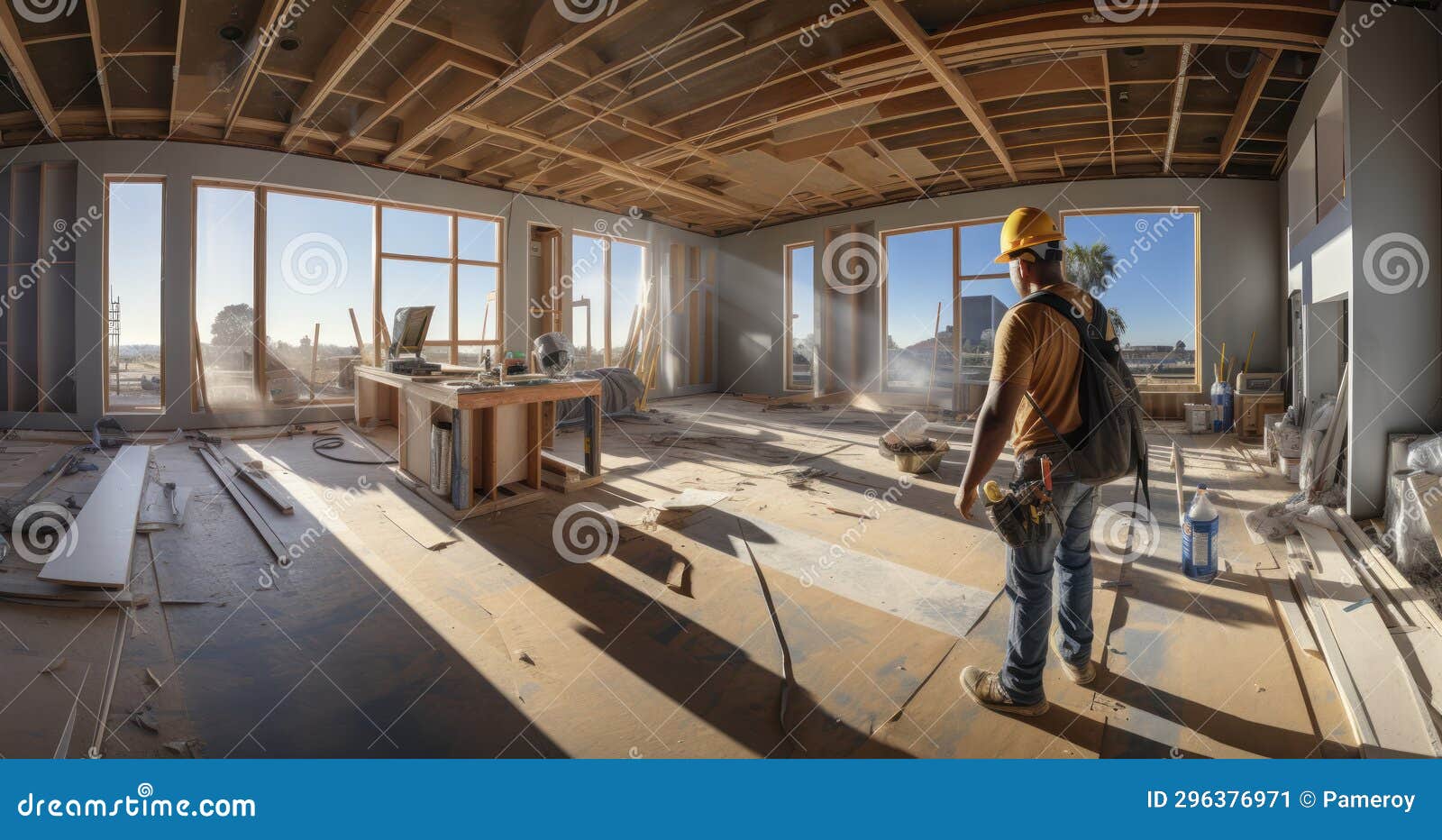 A General Contractor Shapes a Modern Dwelling. Generative AI Stock ...