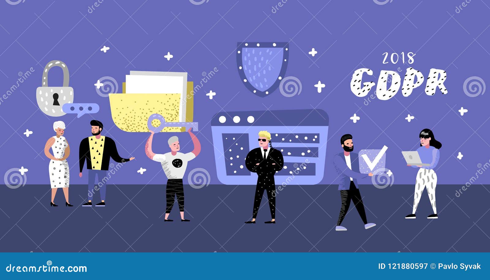 General Data Protection Regulation Concept with Characters for Poster ...