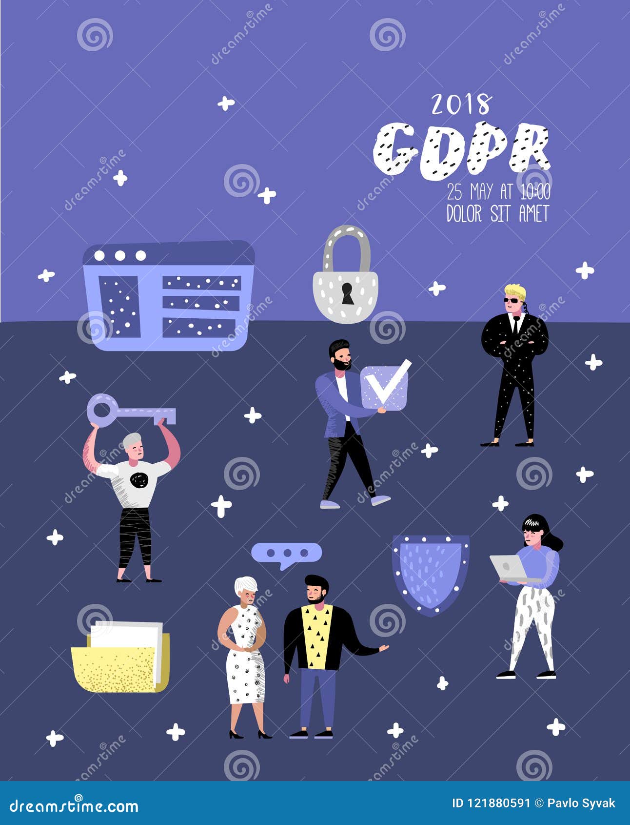 General Data Protection Regulation Concept with Characters for Poster ...