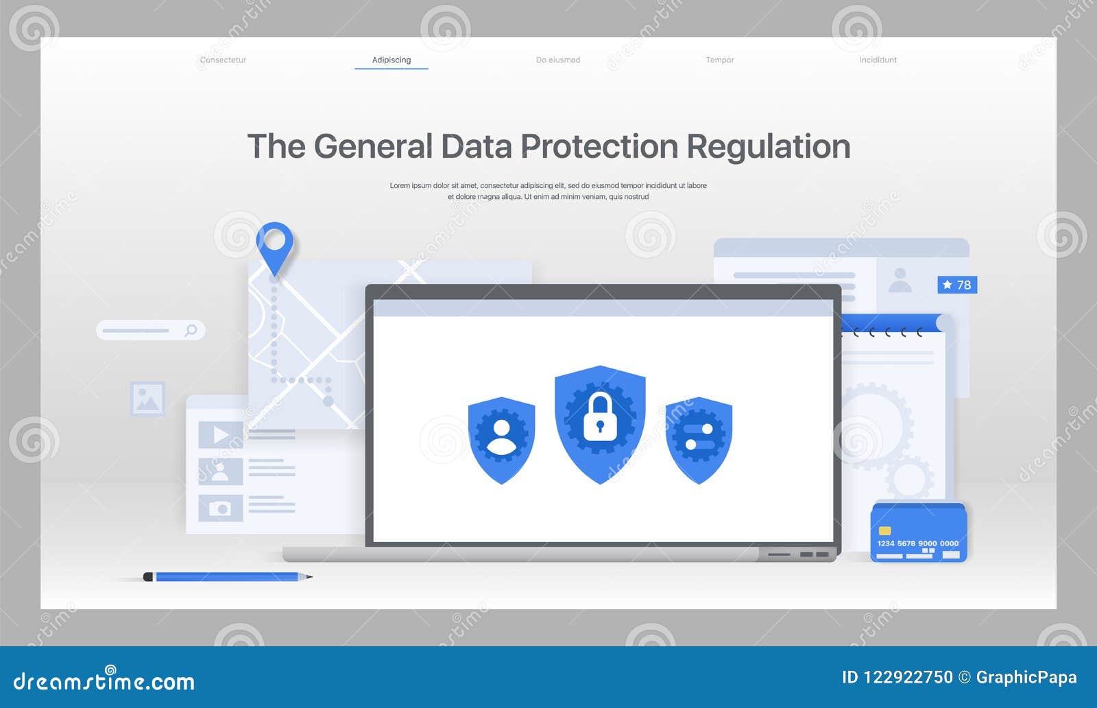 The General Data Protection Regulation. Exchange Design Flat Concept ...