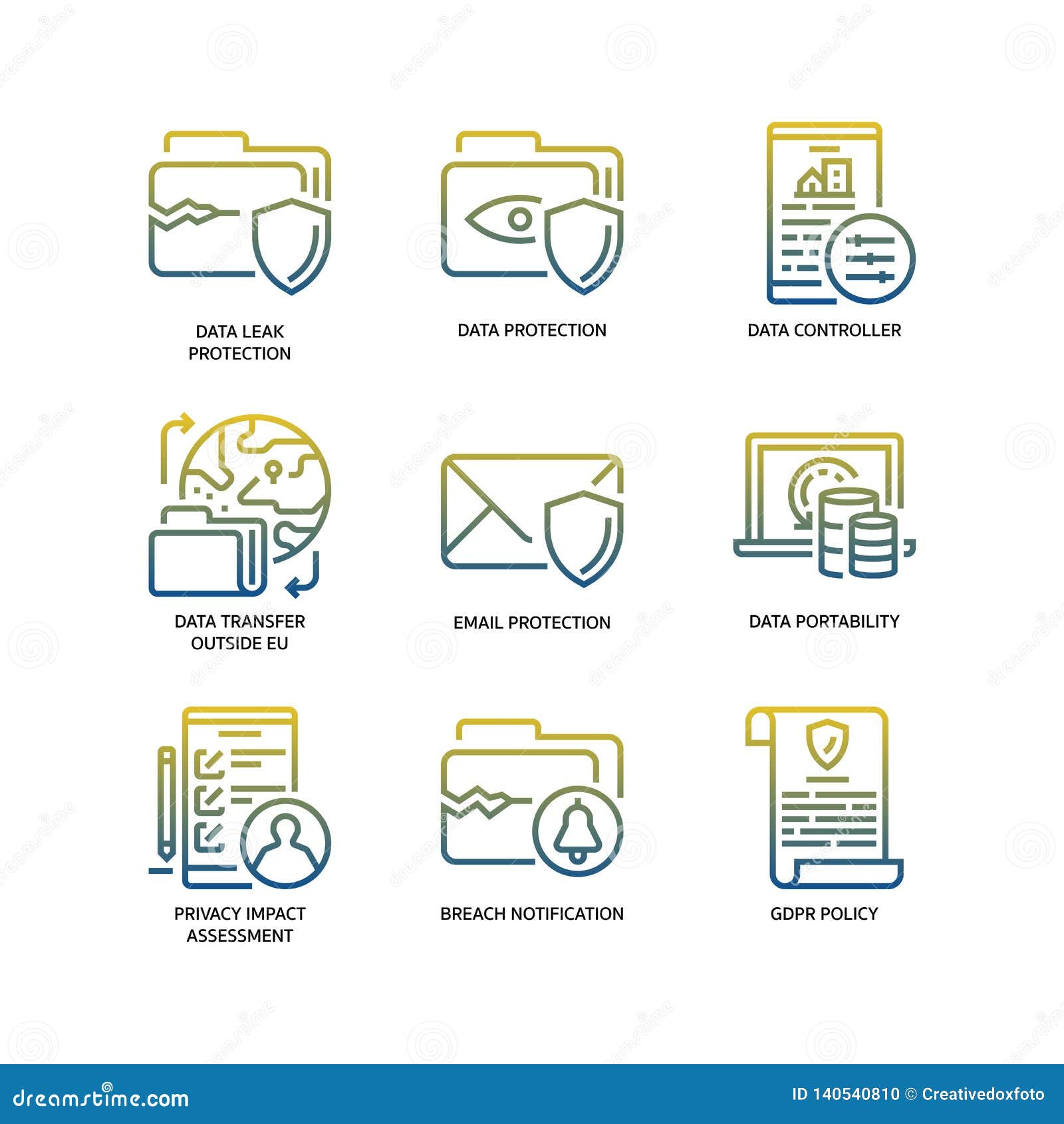 General Data Protection Regulation GDPR Icons Stock Vector ...