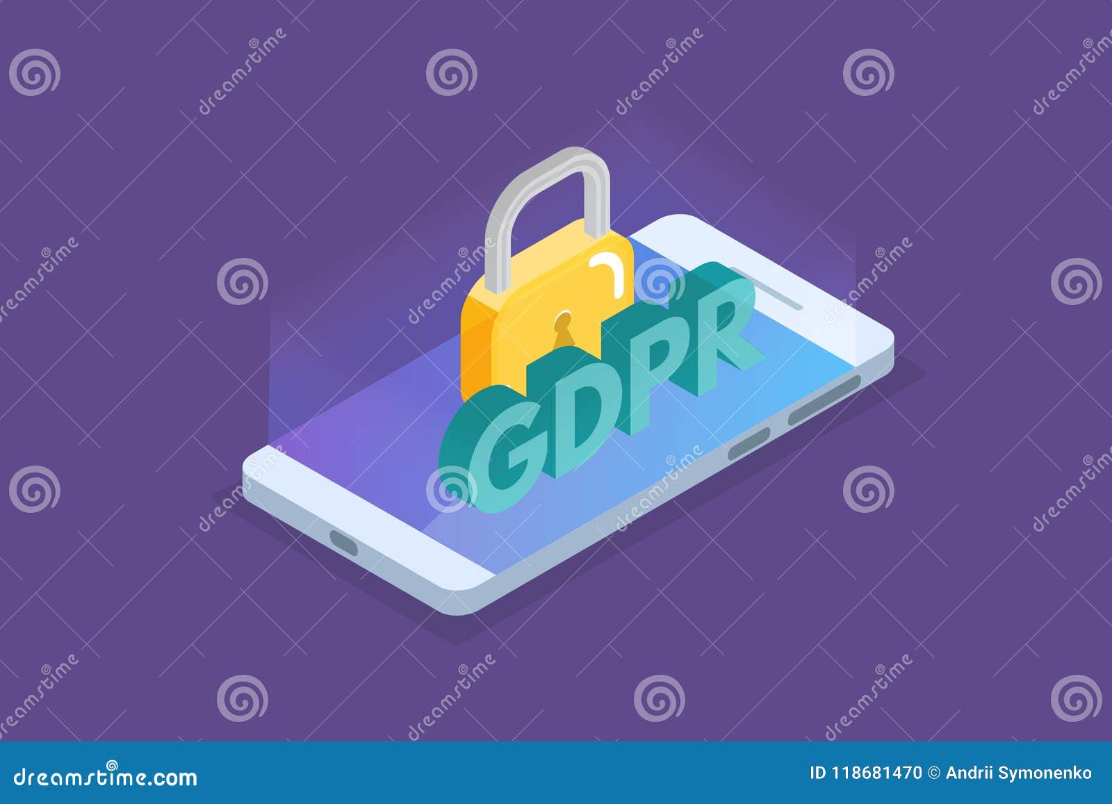 GDPR Law Isometric People Concept. Small Men Big Letters Flat 3D Like ...