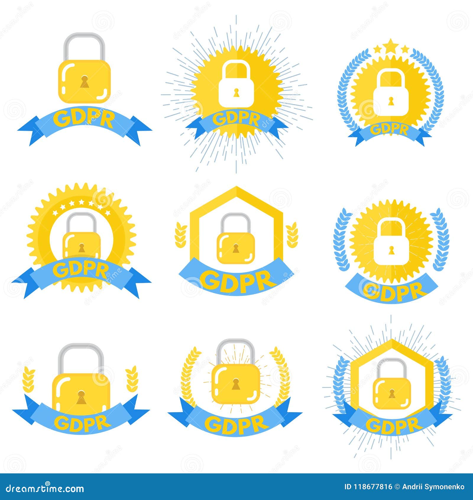 General Data Protection Regulation - GDPR Logos Set. Stock Vector ...