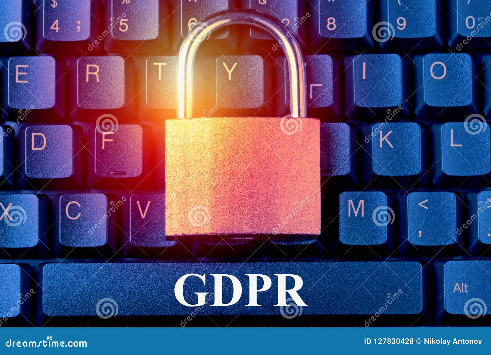 General Data Protection Regulation GDPR - Padlock on Computer Keyboard ...