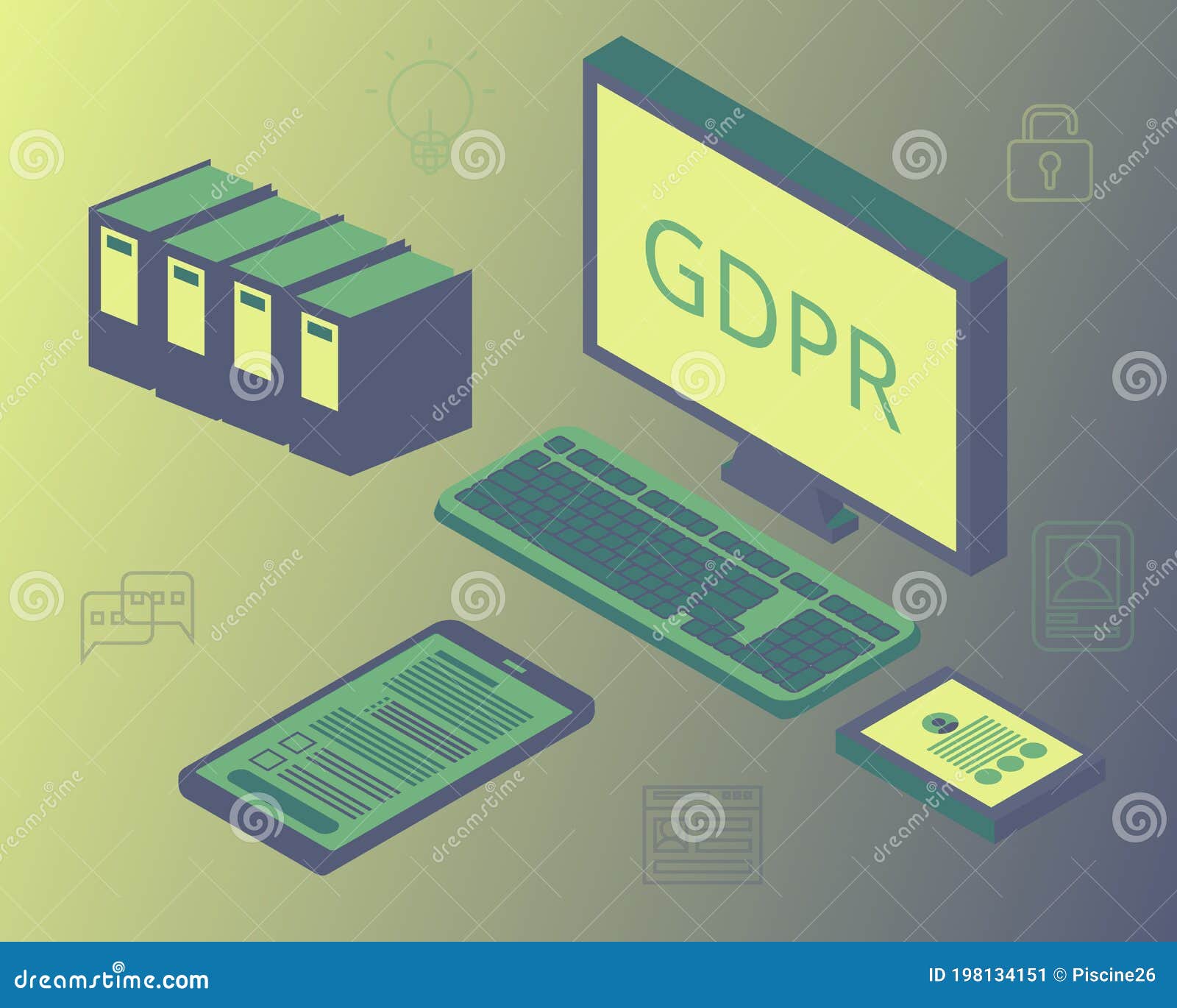 GDPR Vector Banner. Word With Line Icon. | CartoonDealer.com #117806432