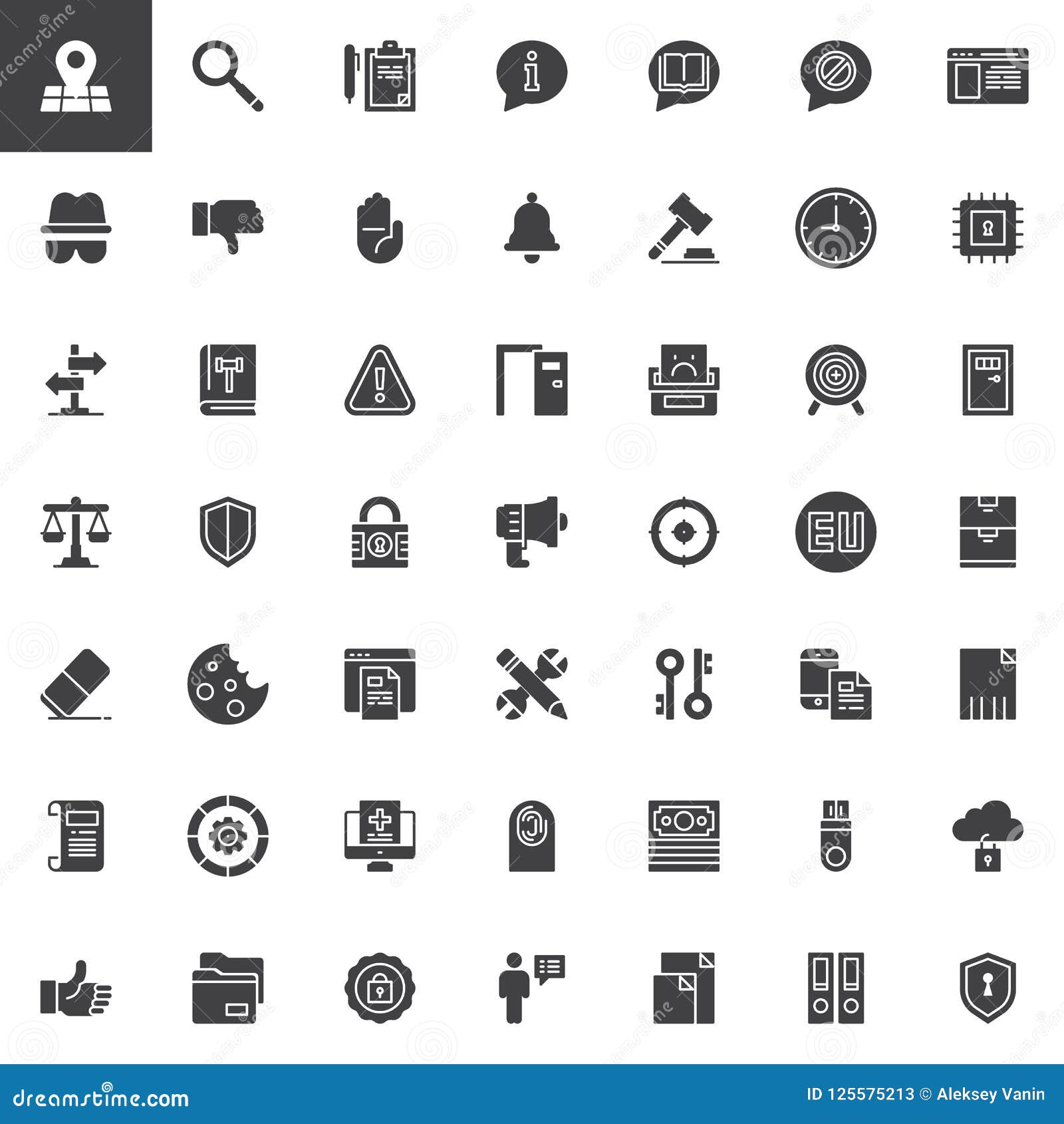 General Data Protection Regulation Vector Icons Set Stock Vector ...