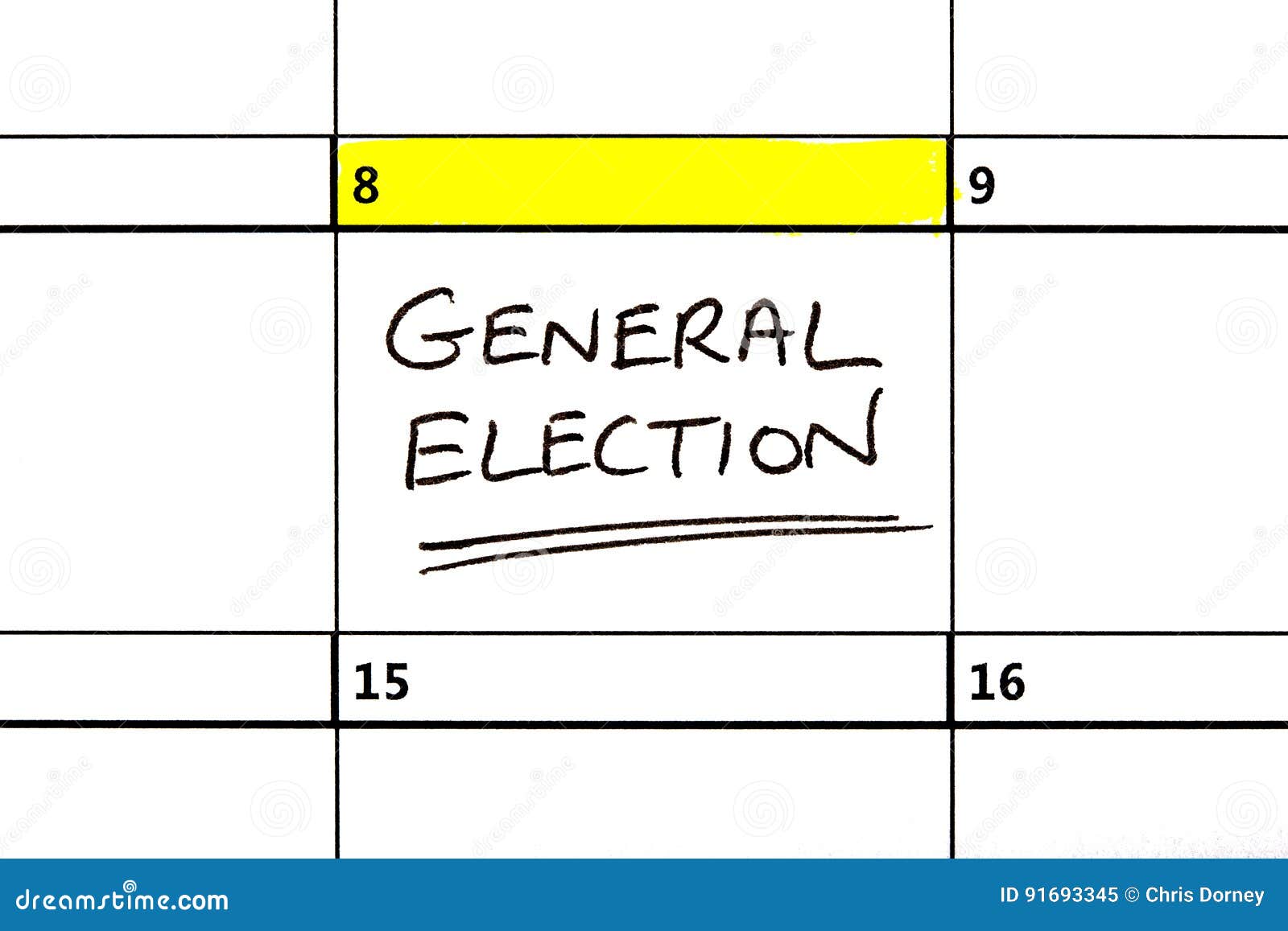 General Election Date Highlighted on a Calendar Stock Illustration ...