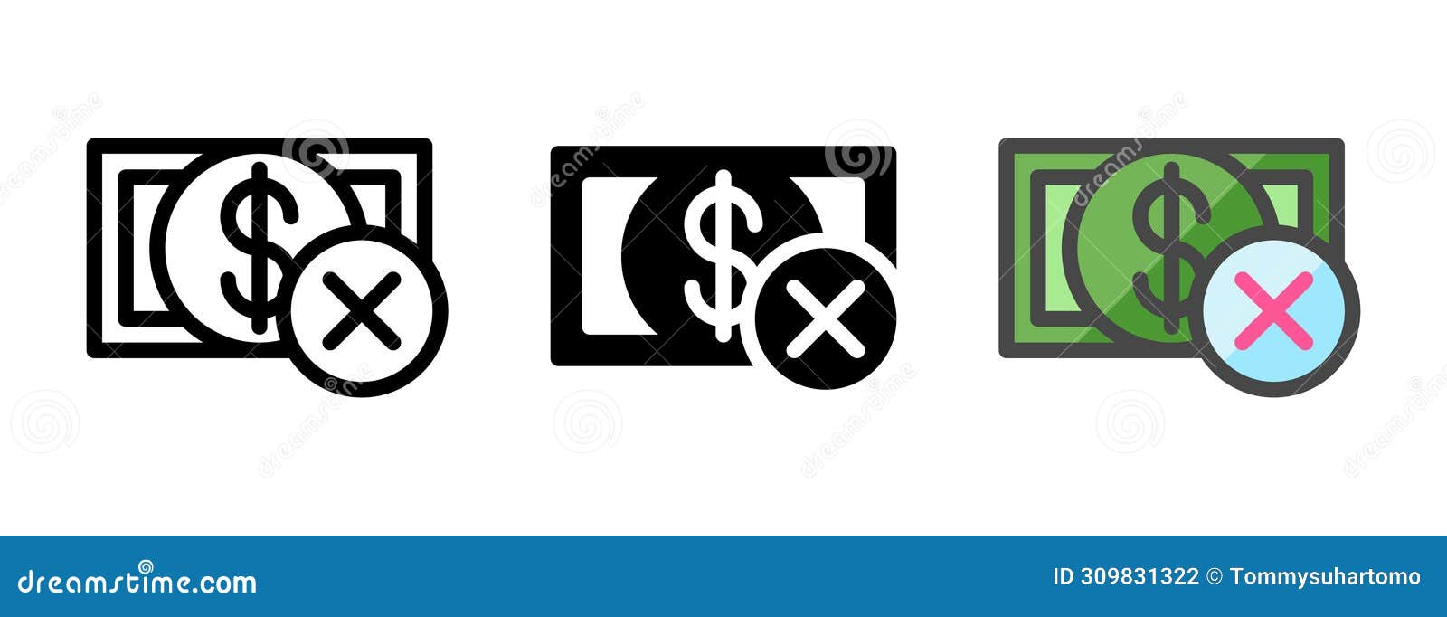 Multipurpose Cross Money Vector Icon in Outline, Glyph, Filled Outline ...