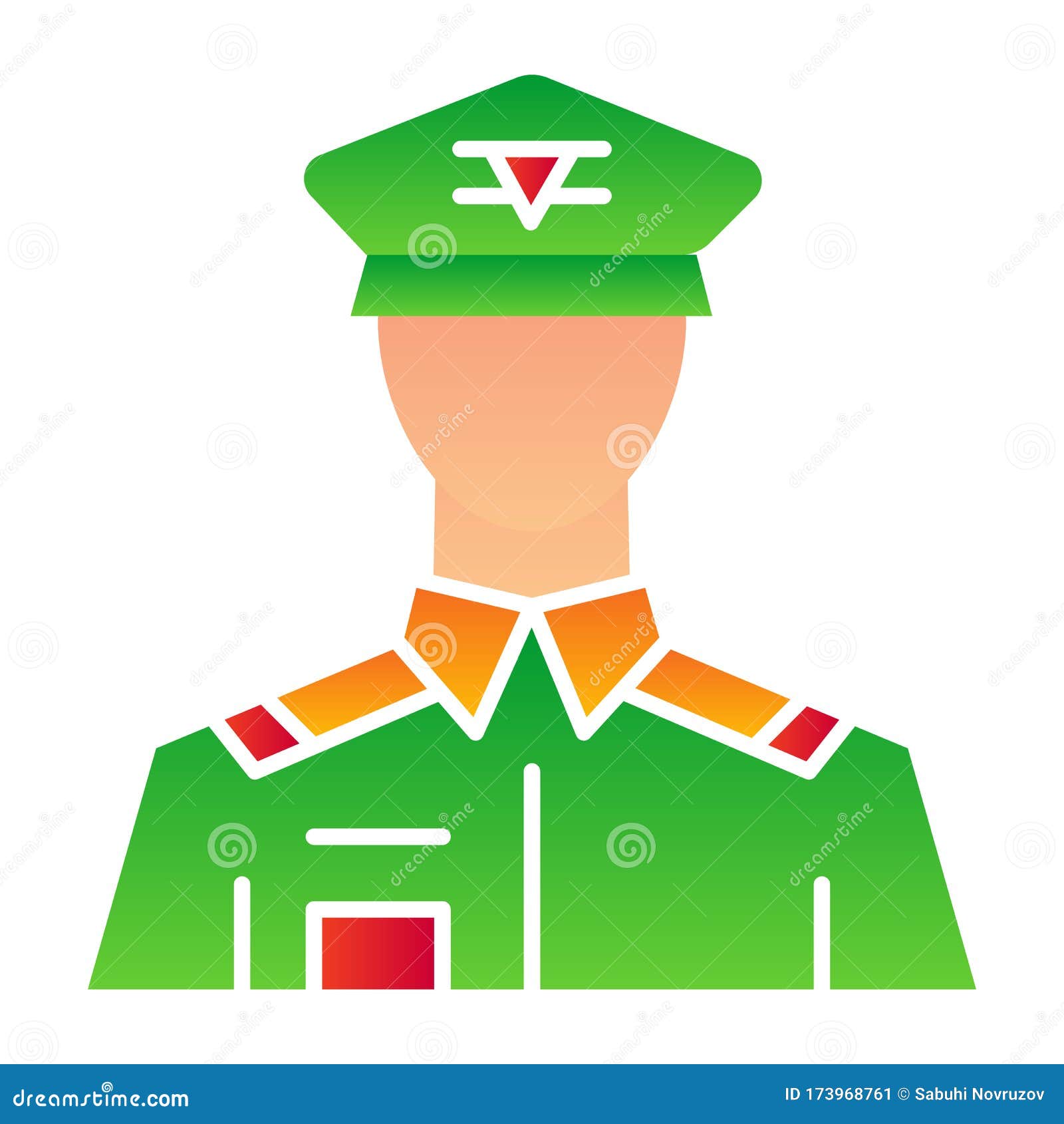 General Flat Icon. Commander Vector Illustration Isolated on White ...