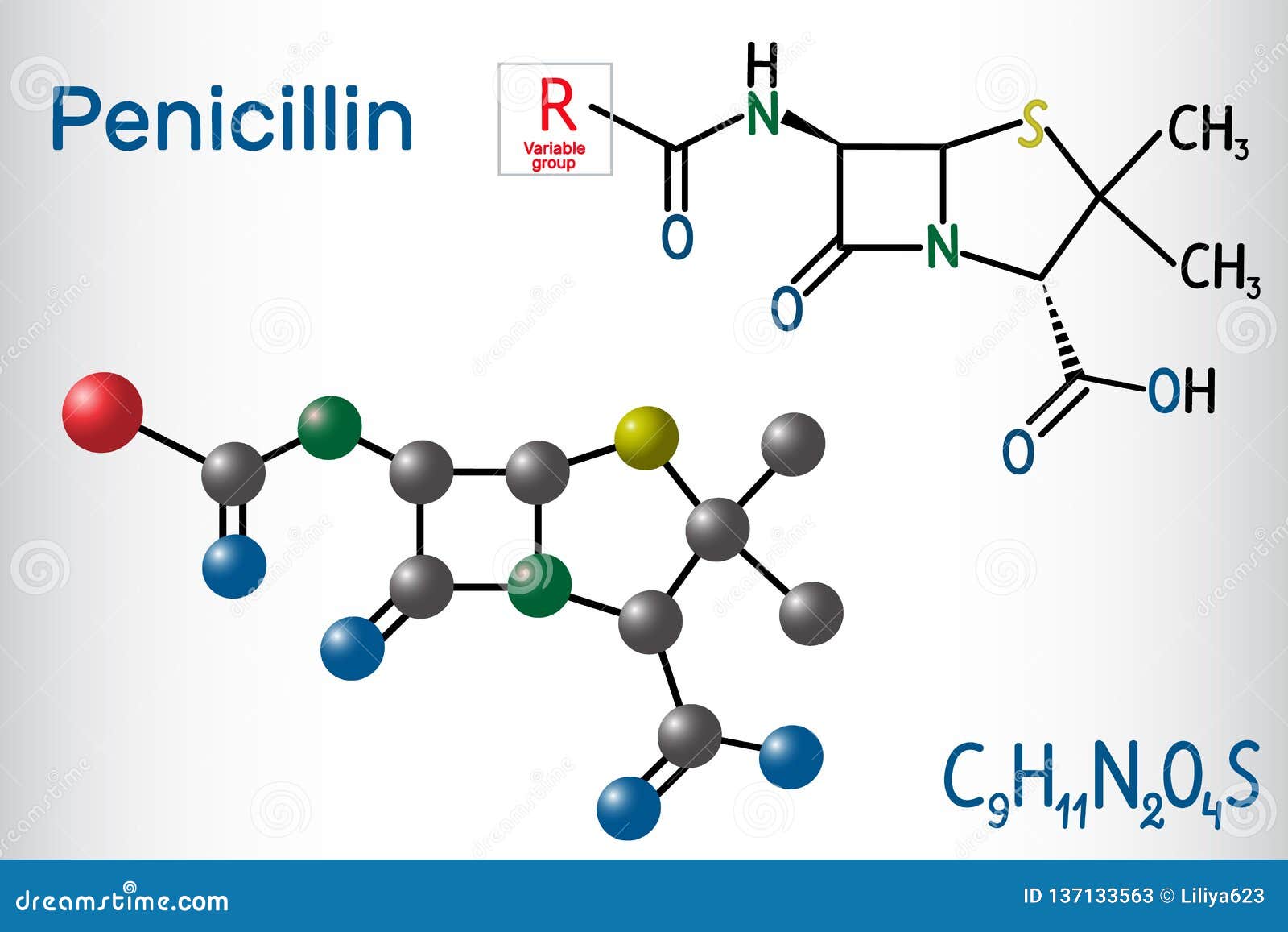 General Formula of Penicillin PCN Molecule. it is a Group of ...