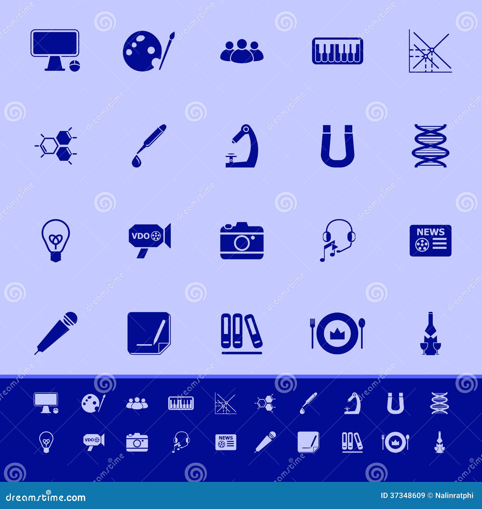 General Learning Color Icons on Blue Background Stock Vector ...